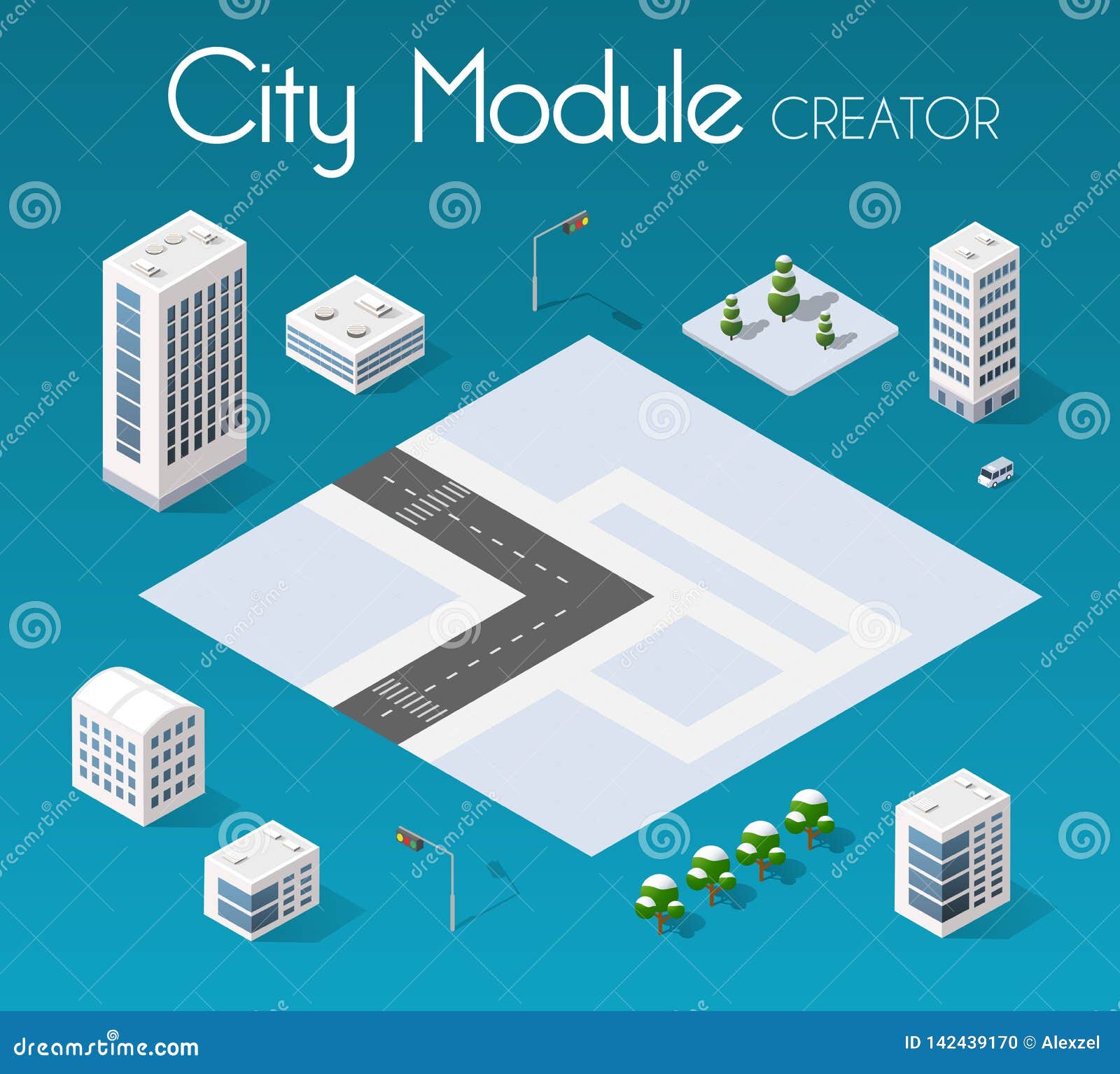 Isometric set module city stock vector. Illustration of estate - 142439170