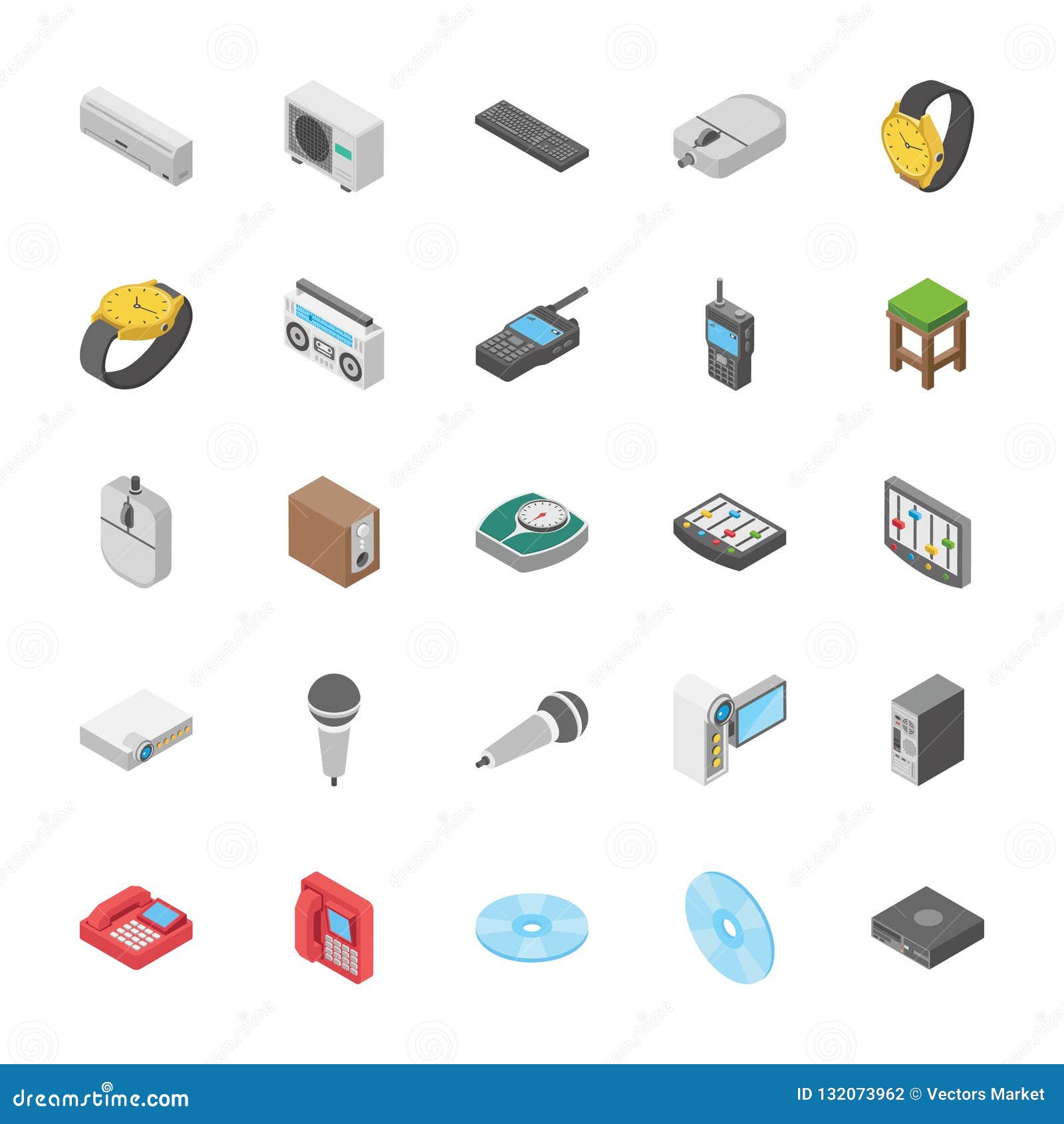 Isometric Set of Objects Collection Stock Illustration - Illustration ...
