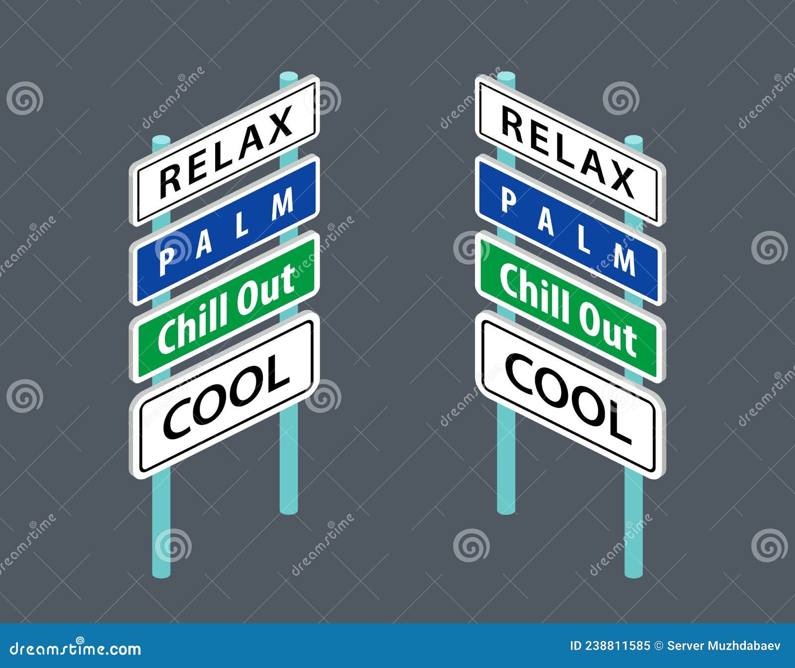 Isometric Set of Pillars with Arrow Direction Signs for Map.Vector ...