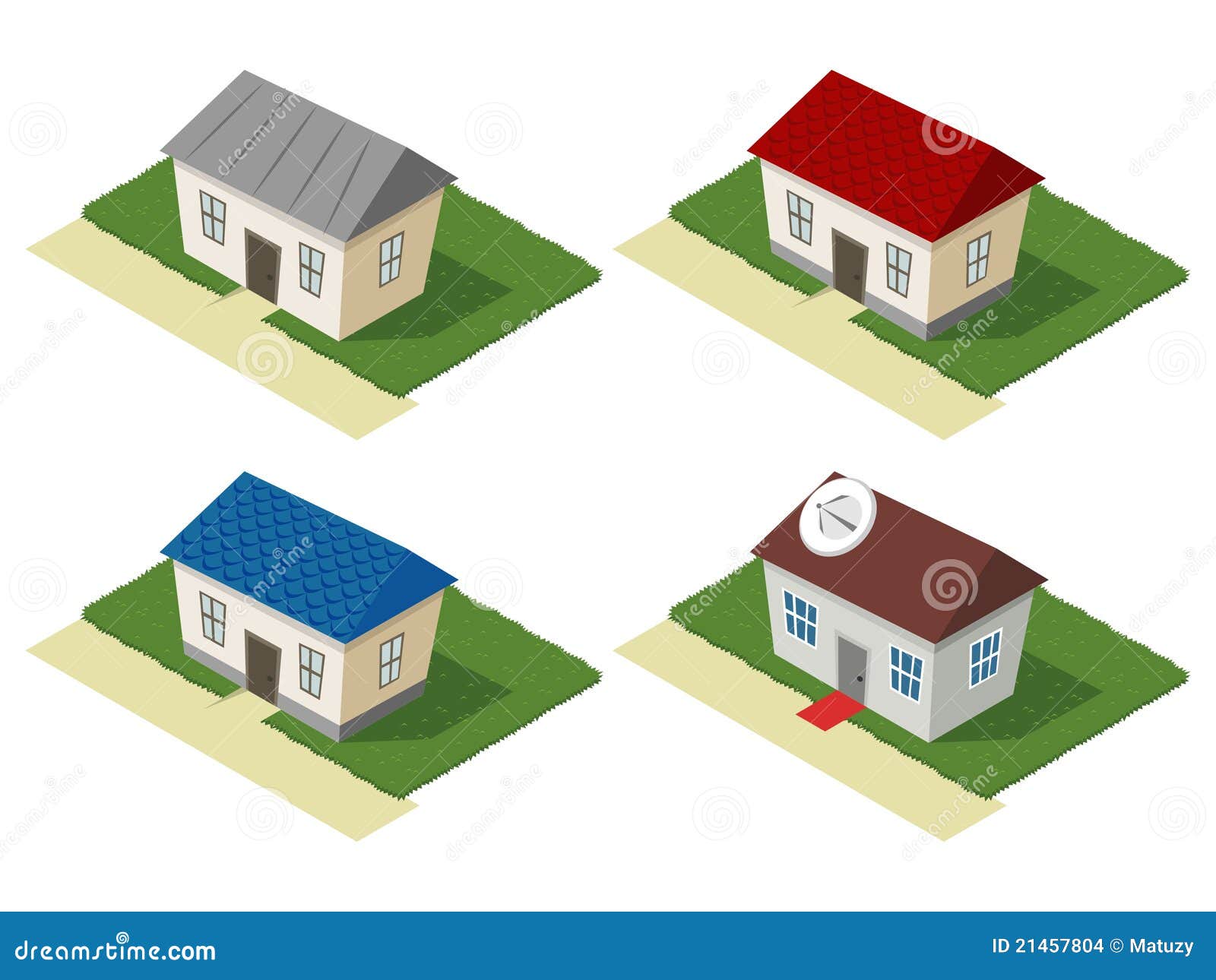 Isometric Set of Residential Houses Stock Illustration - Illustration ...