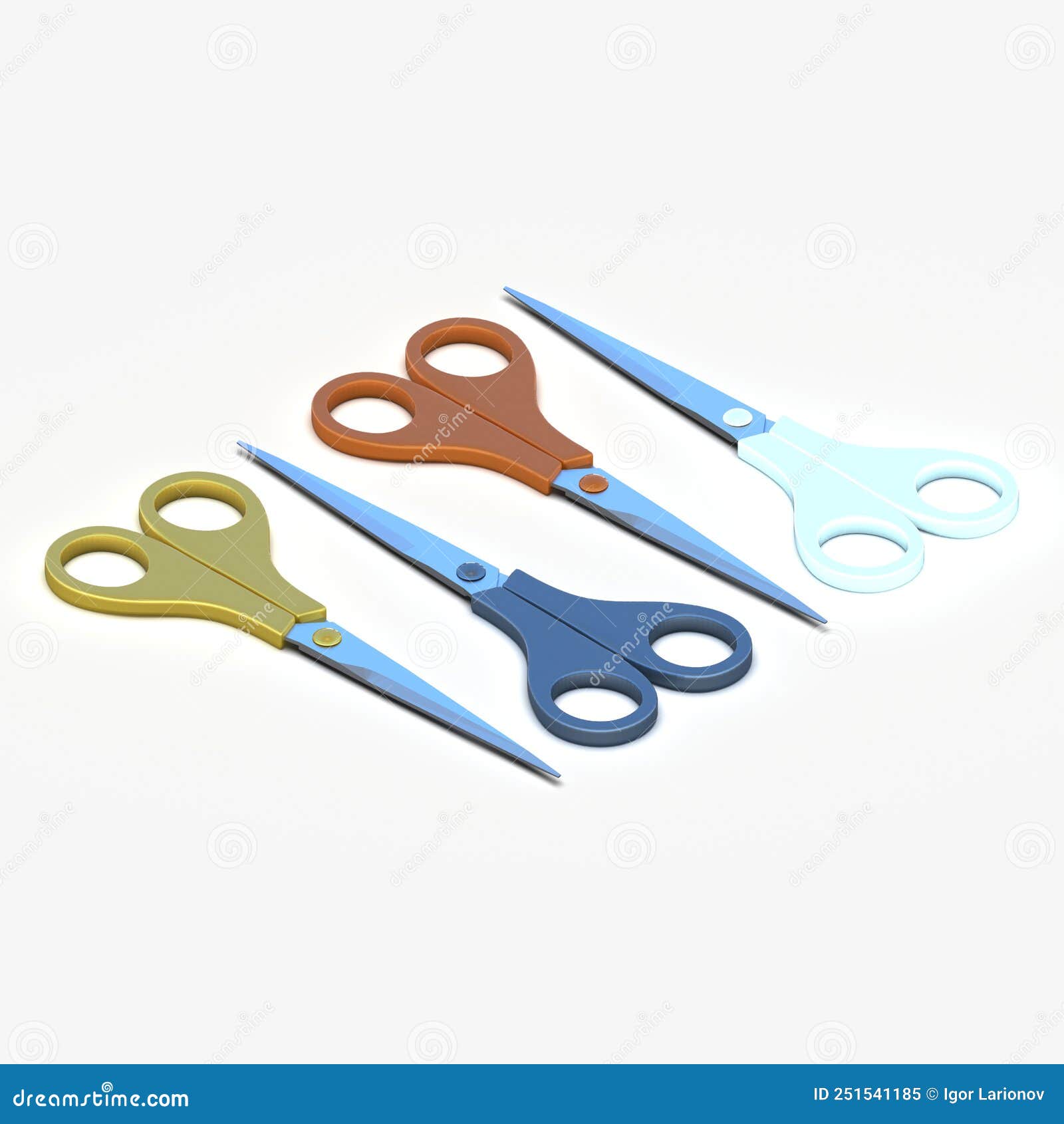 Isometric. Set of Scissors of Different Colors Stock Illustration ...