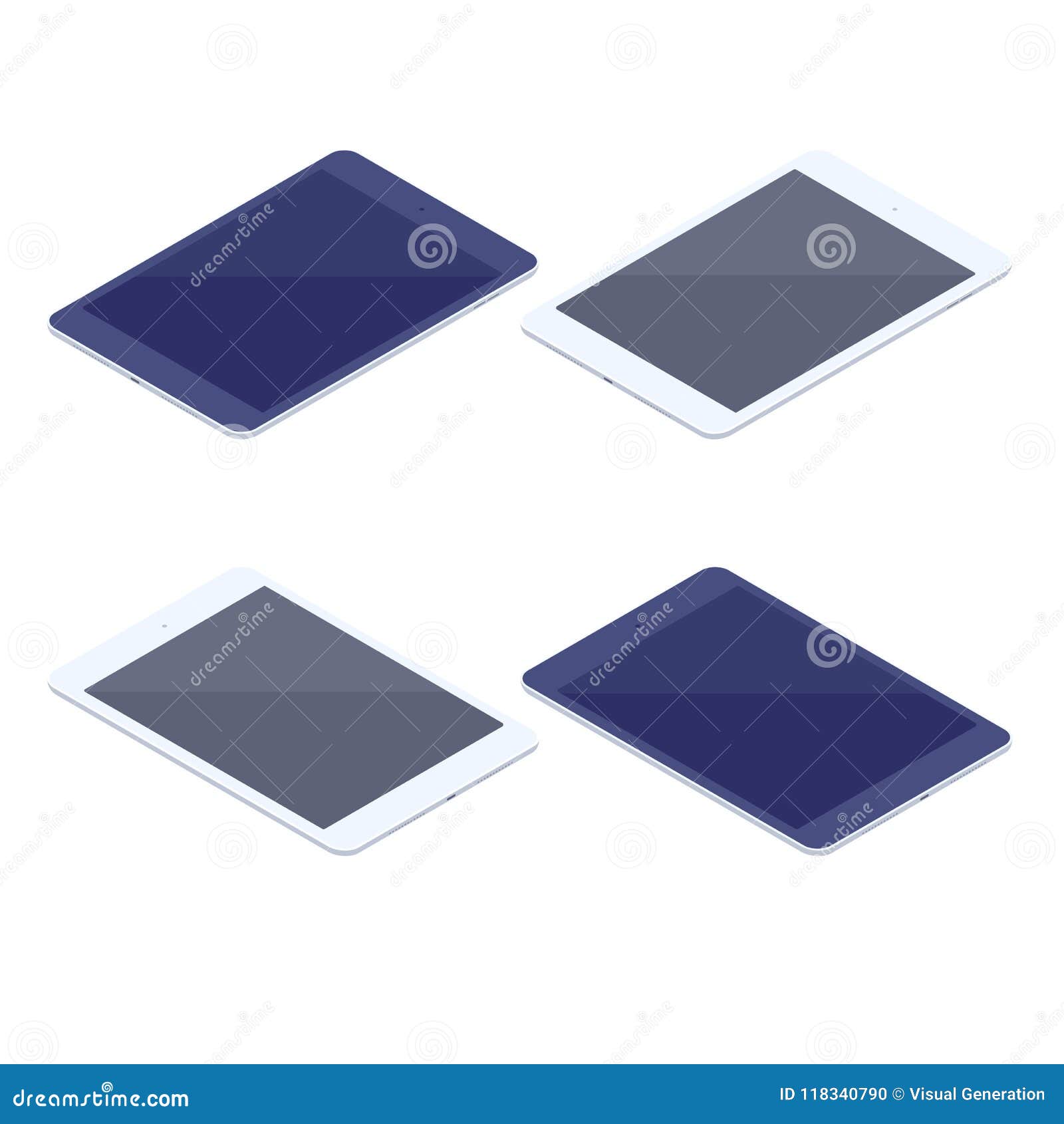 Isometric Set of Tablets Isolated Illustration. Stock Vector ...