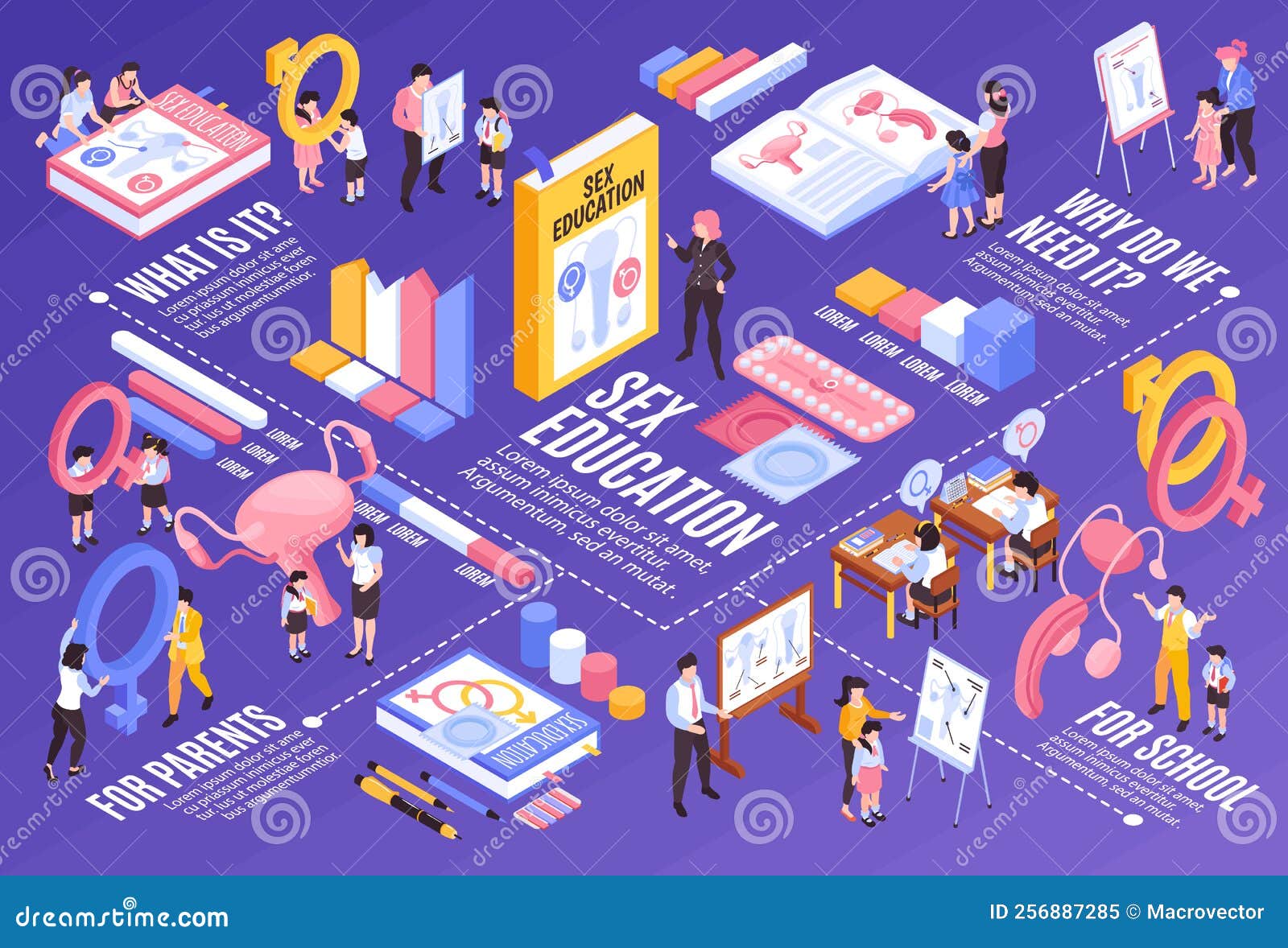 Isometric Sex Education Banner Stock Vector Illustration Of Biology Structure 256887285