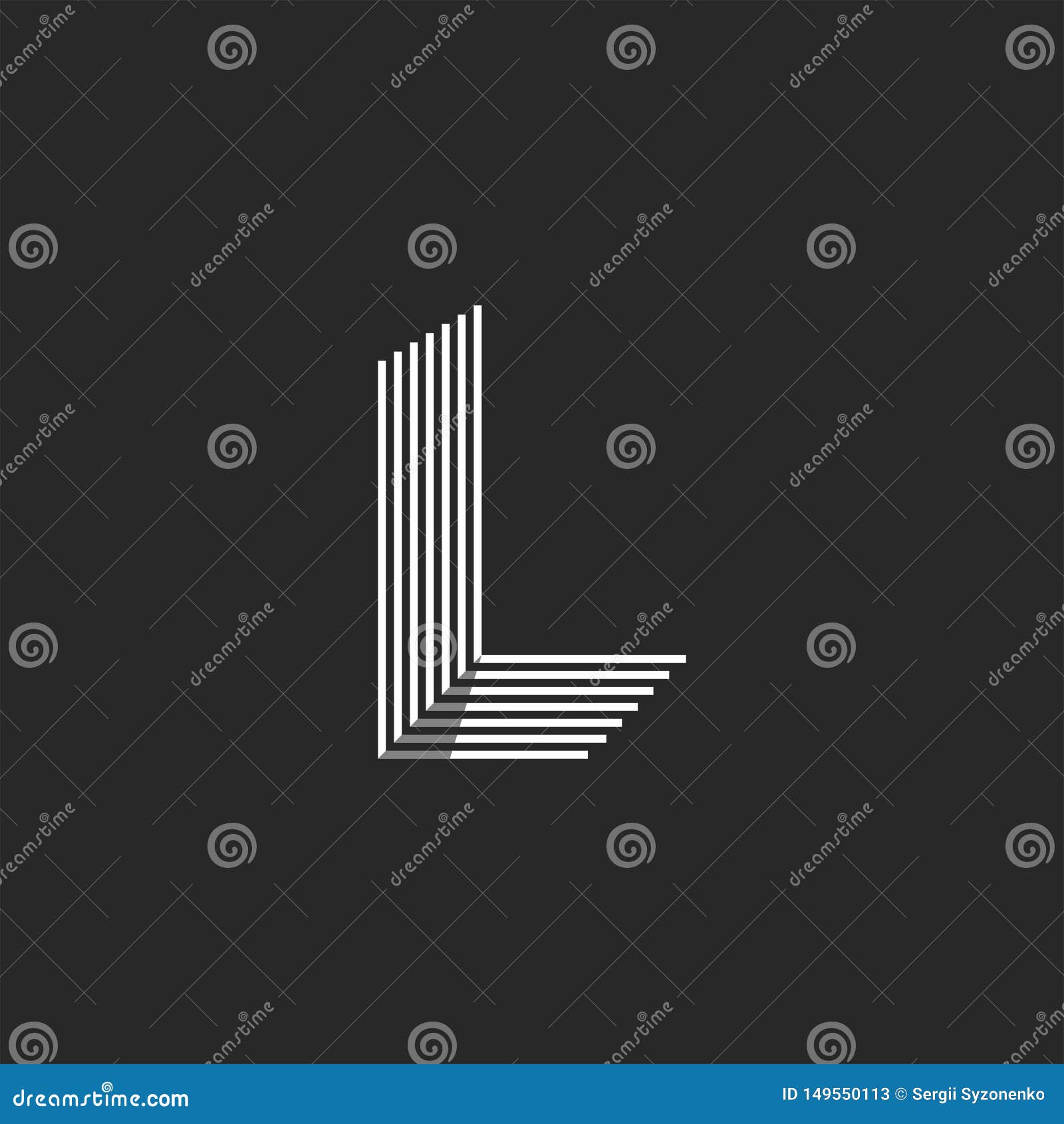 Isometric Shape Letter L Logo Many Parallel Thin Lines Geometric Form ...