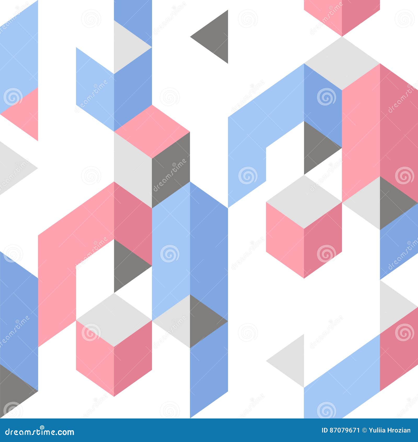 Isometric Shapes Design Background with Grey, Blue and Pink Colo Stock ...
