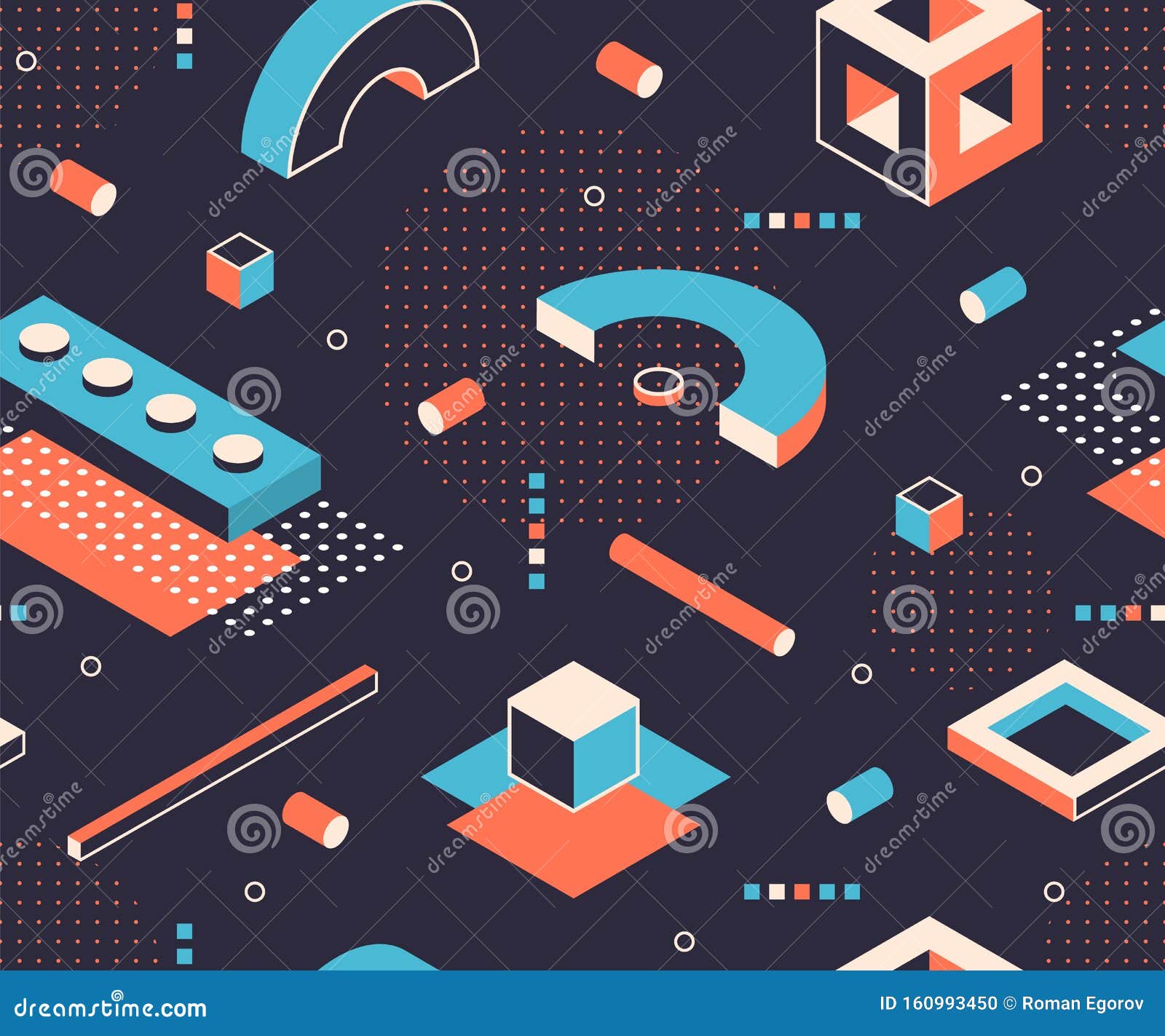 Isometric Shapes Poster. 3D Abstract Geometric Brochures, Futuristic ...