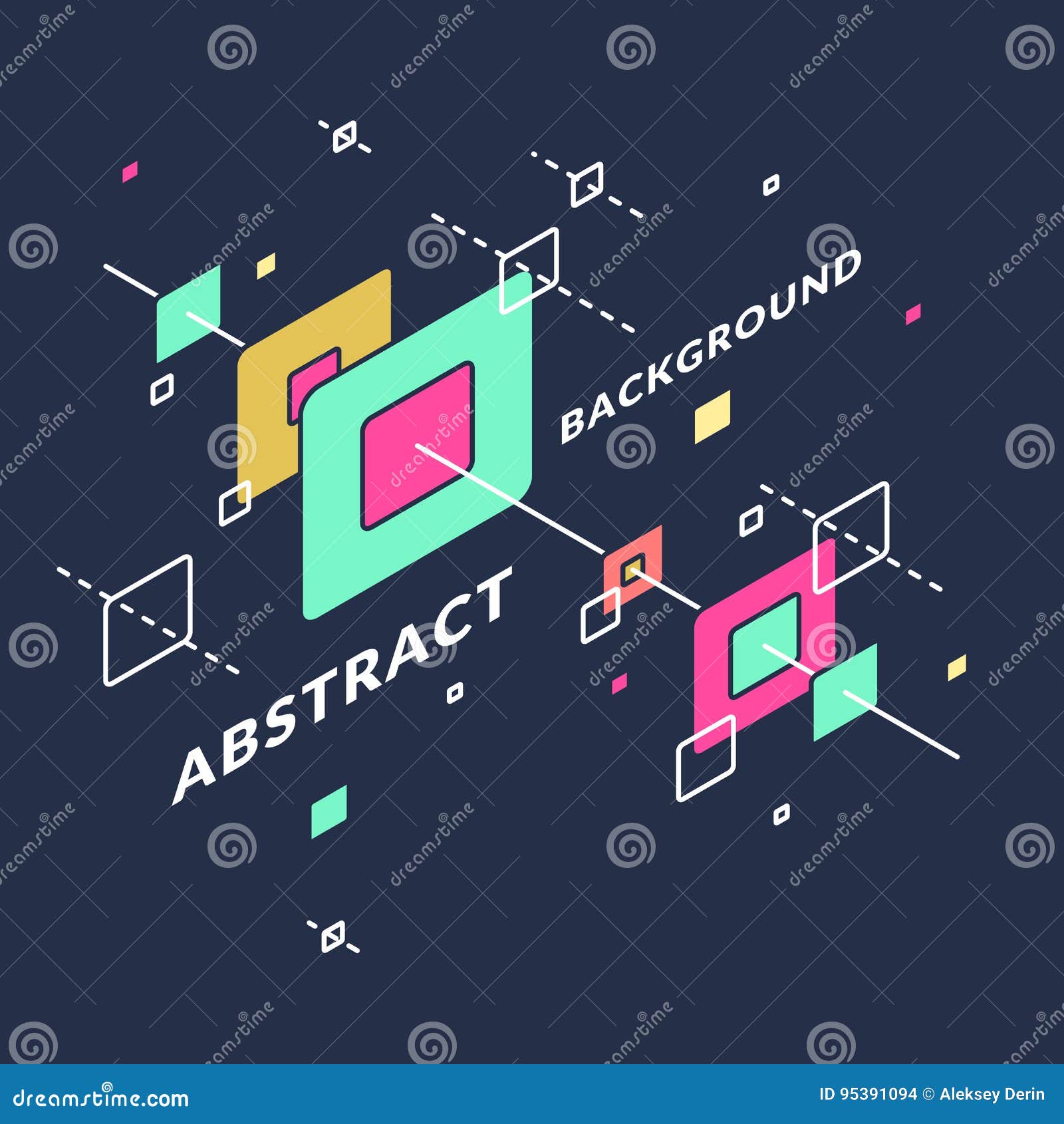 Isometric Shapes in Space. Trendy Abstract Background Stock Vector ...