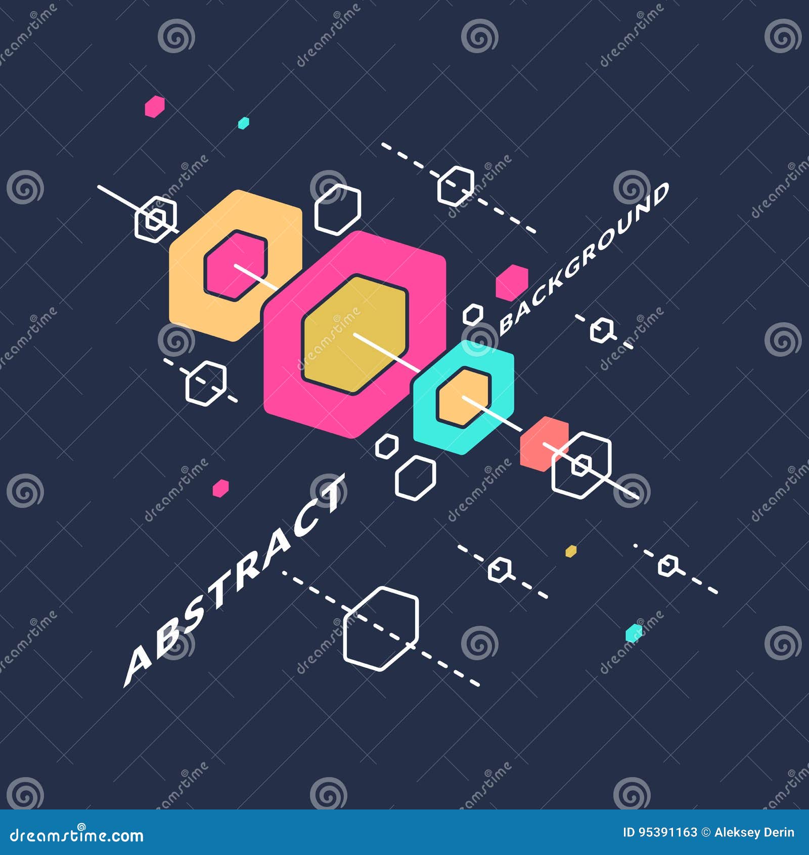 Isometric Shapes in Space. Trendy Abstract Background Stock Vector ...
