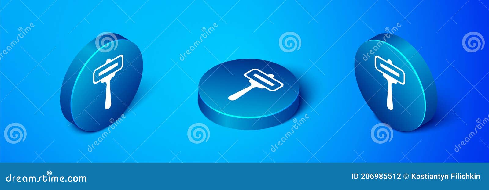 Isometric Shaving Razor Icon Isolated on Blue Background. Blue Circle ...