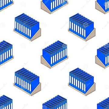 Isometric Shelf with Folders. Office Shelf with Documents and Files in ...