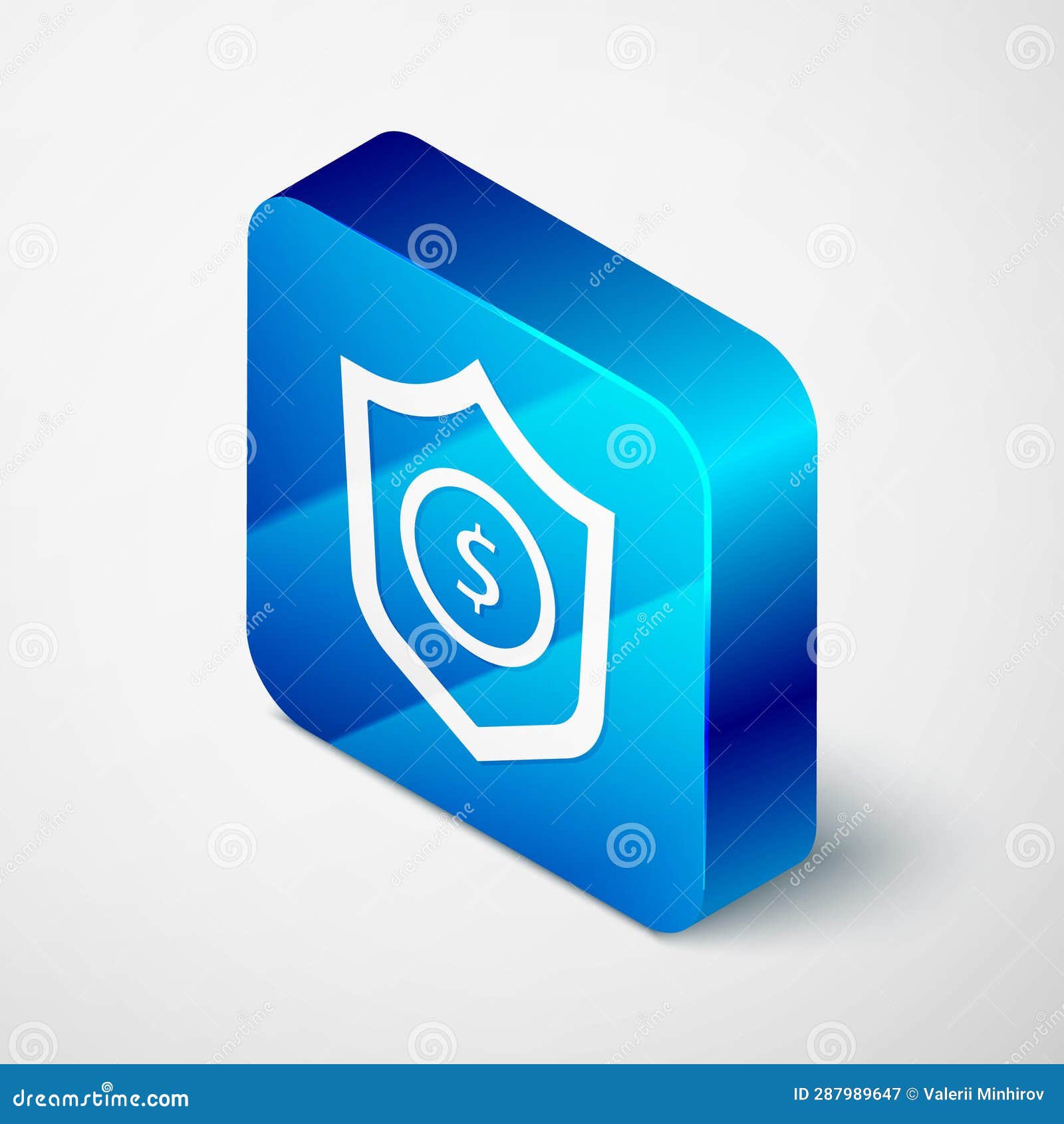 Isometric Shield with Dollar Symbol Icon Isolated on Grey Background ...