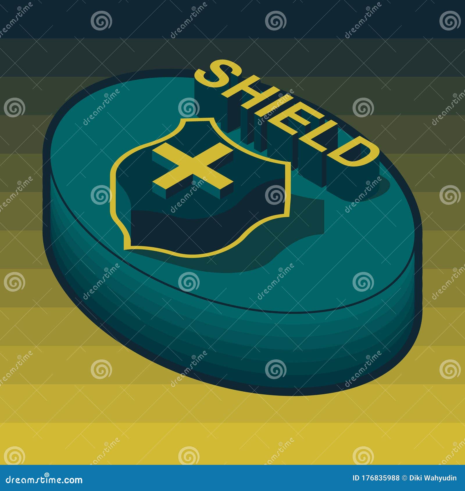 Isometric Shield With Hand Block Icon. Stop Hand Red Prohibition ...