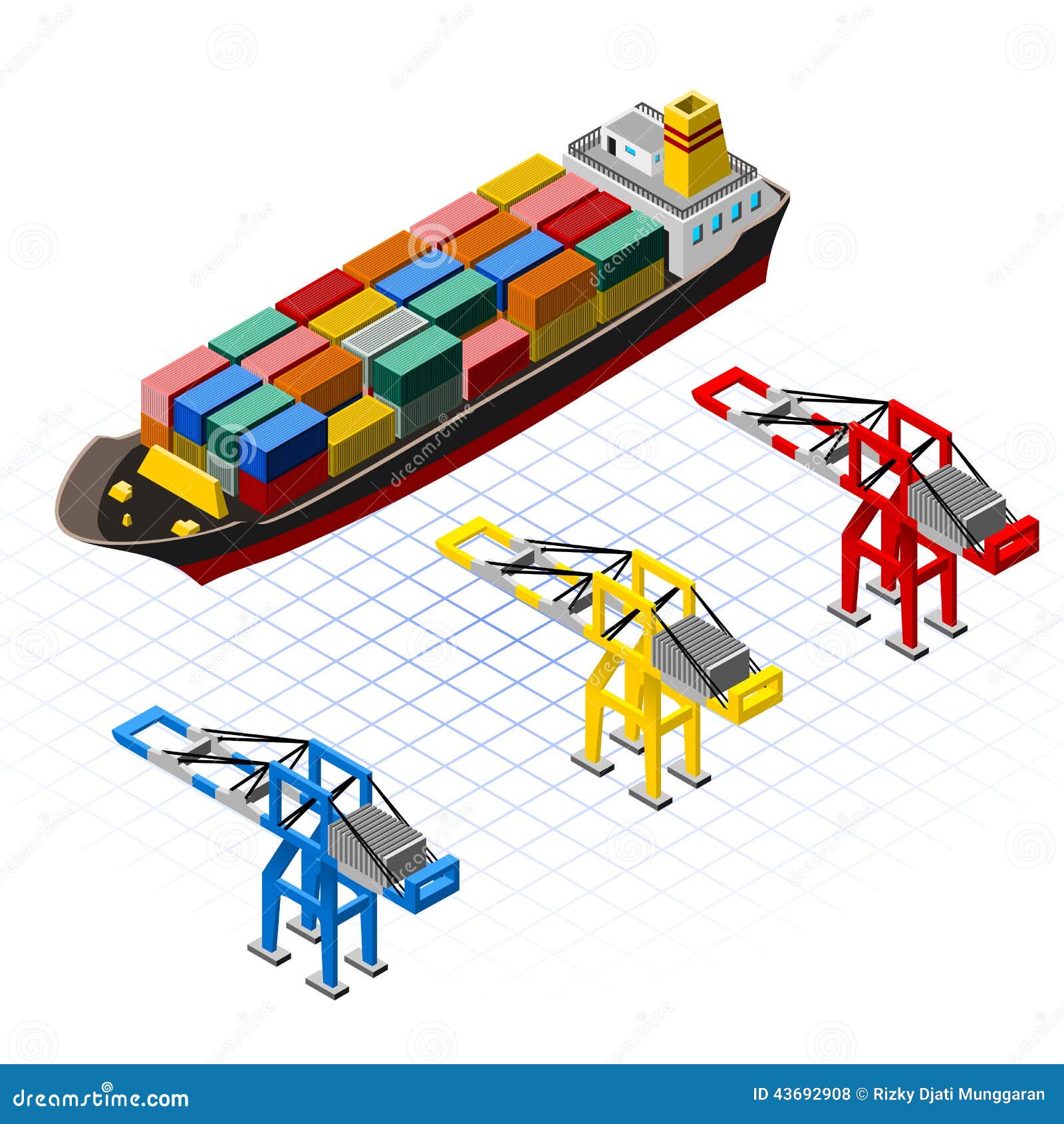 Isometric Ship with Cranes Vector Illustration Stock Vector ...