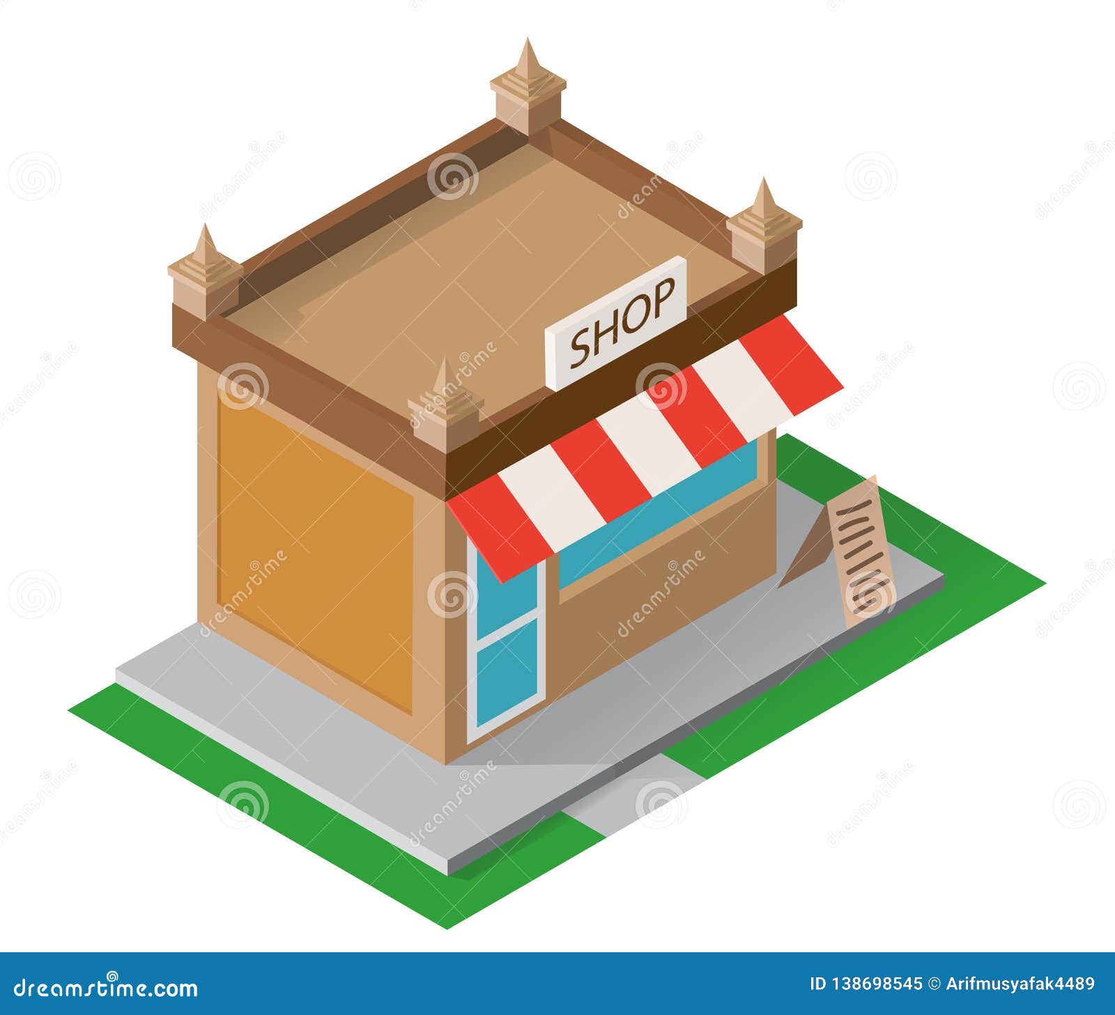 Isometric Shop Building Isolated on White Background Stock Vector ...
