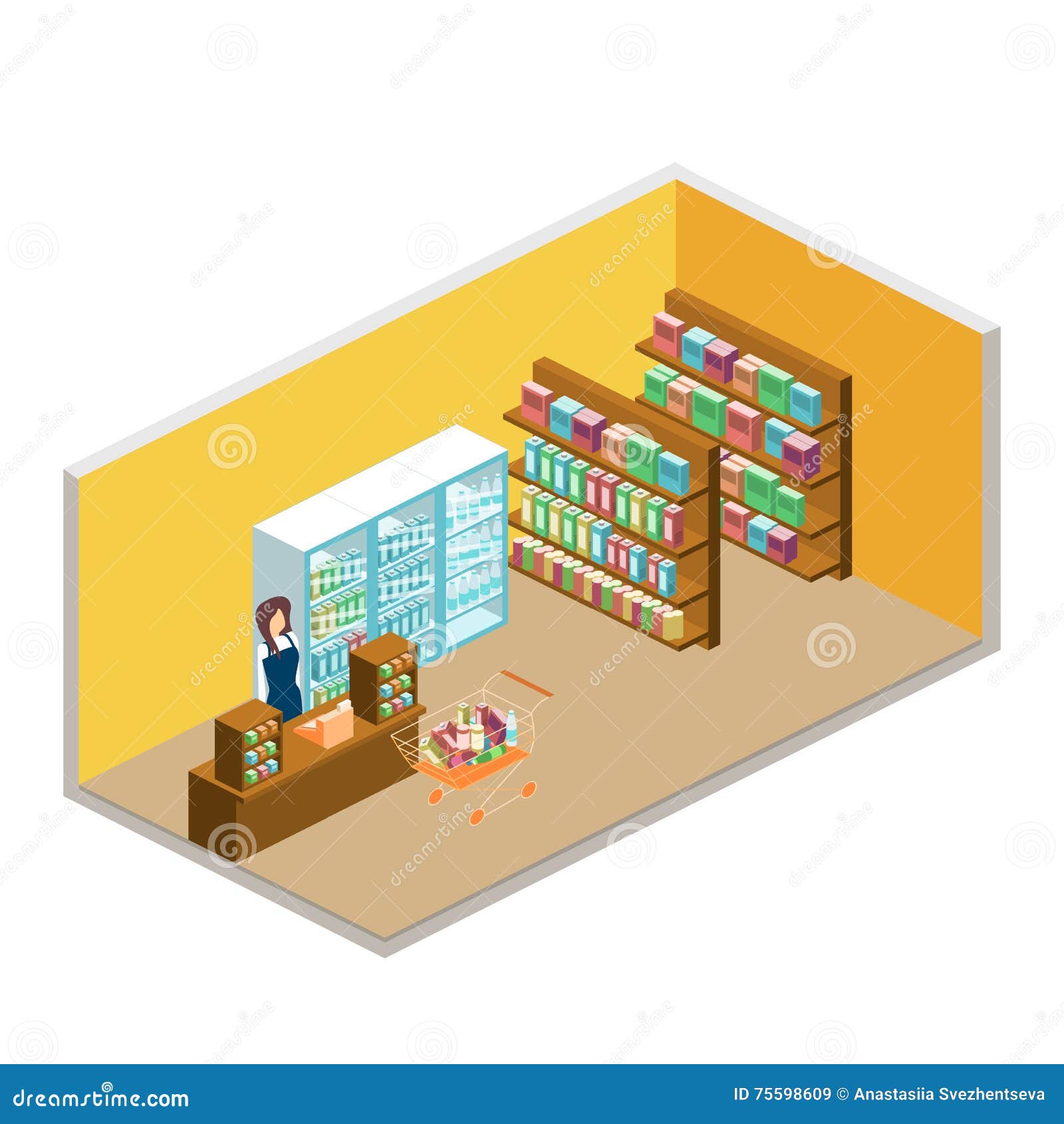 Isometric shop stock illustration. Illustration of interior - 75598609
