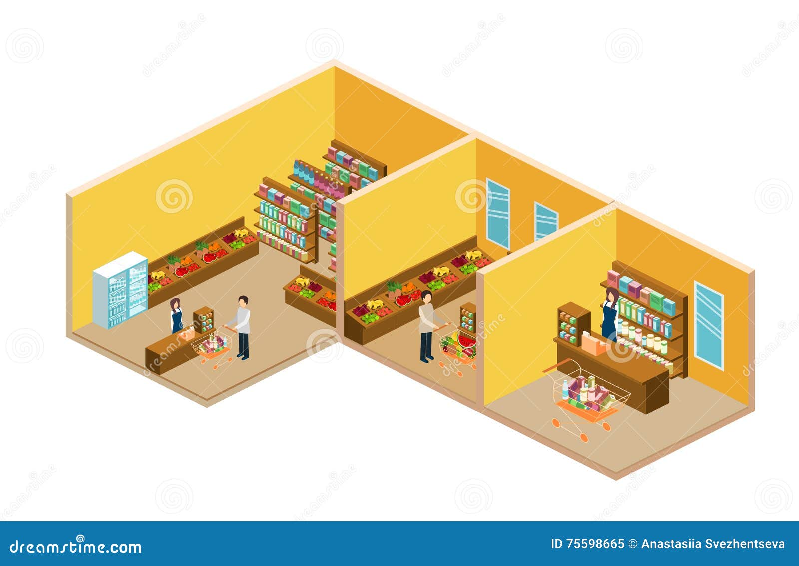 Isometric shop stock illustration. Illustration of city - 75598665