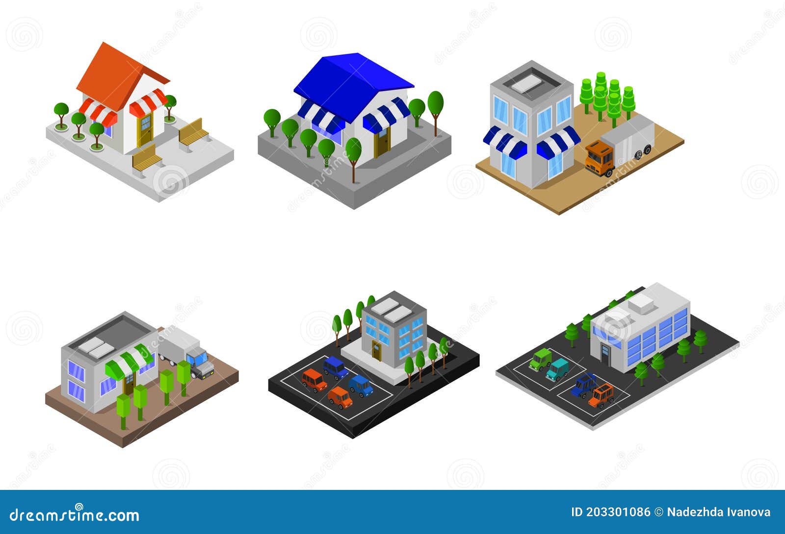 Isometric Shop Set Vector Illustration Stock Illustration ...