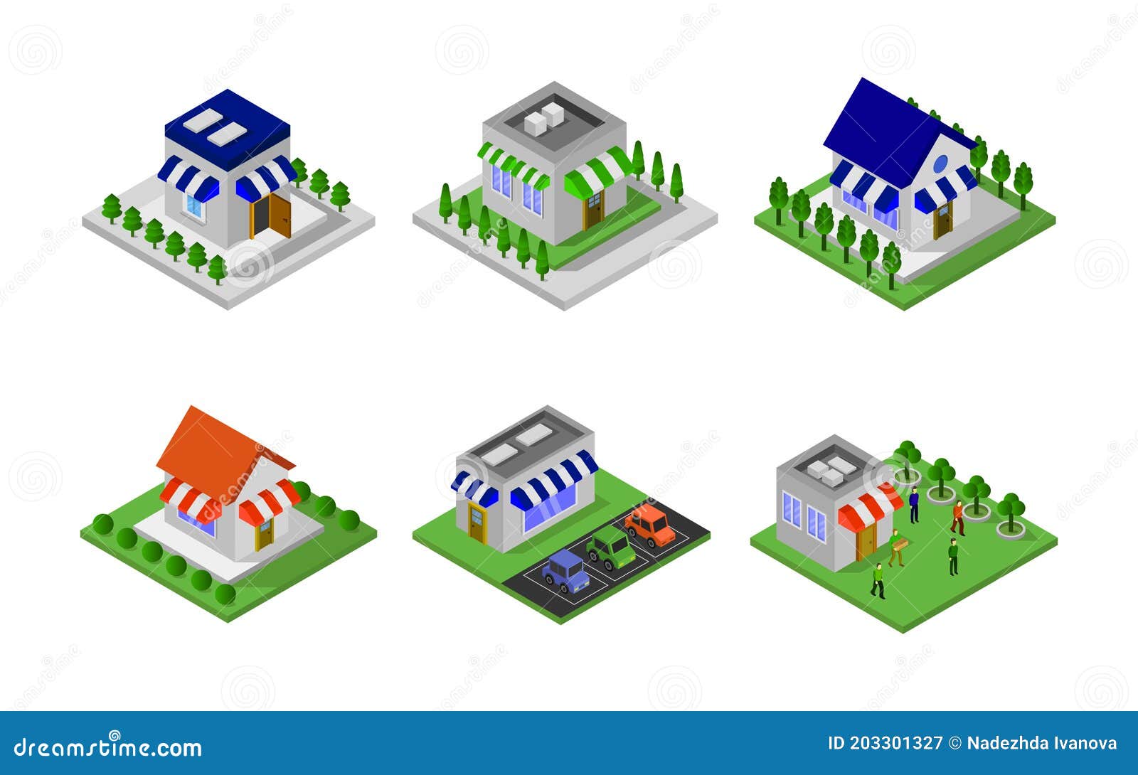 Isometric Shop Set Vector Illustration Stock Illustration ...
