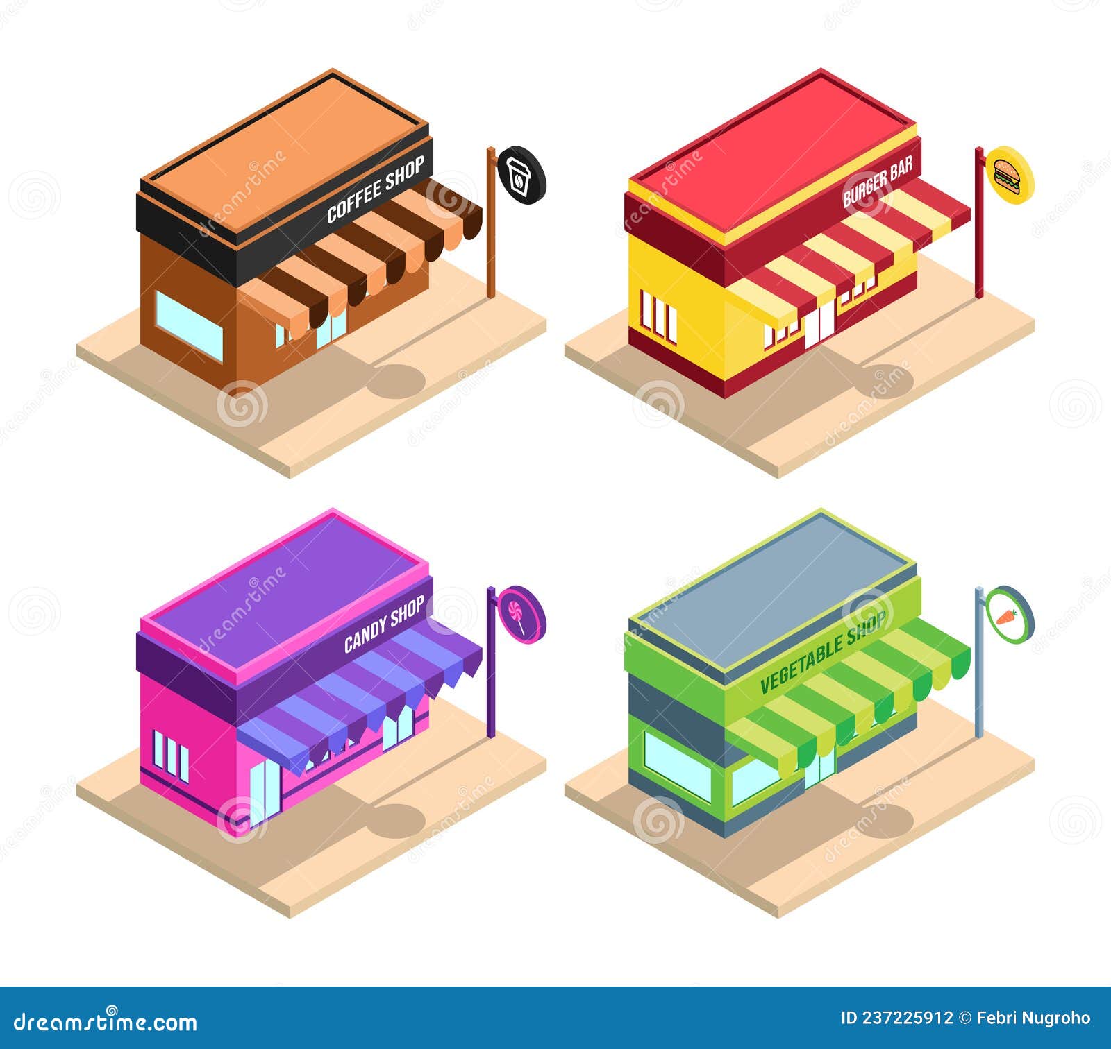 Isometric Shop Vector Icon Illustration Set Stock Vector - Illustration ...
