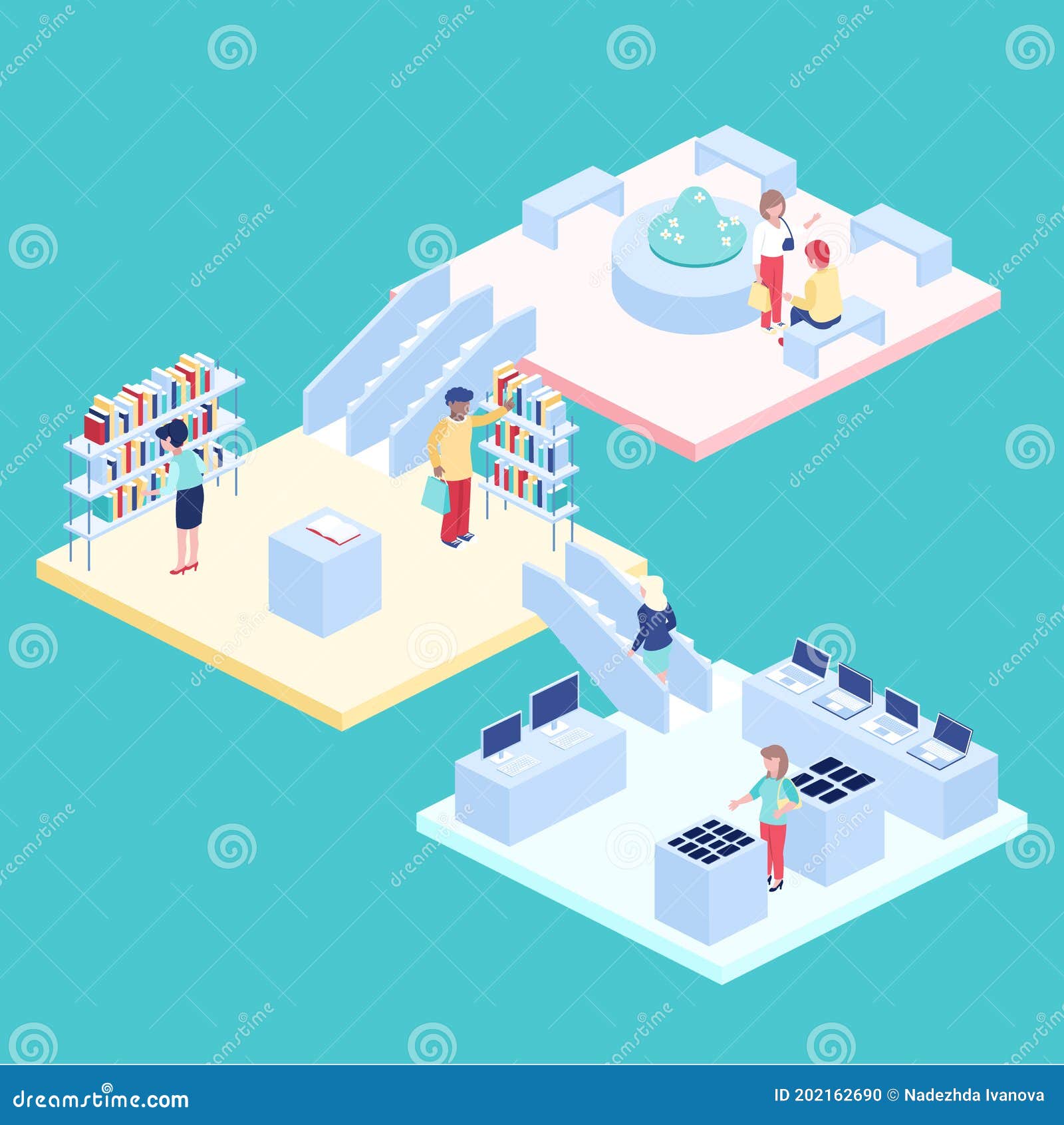 Isometric Shopping Center Vector Illustration Stock Illustration ...