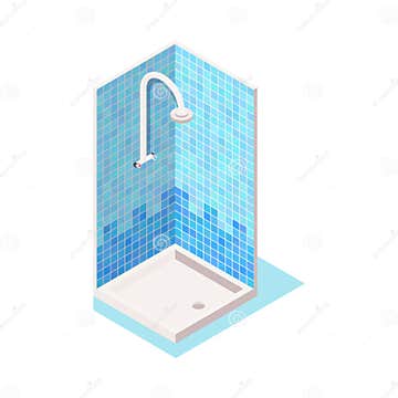 Isometric Shower Unit stock vector. Illustration of household - 273039424