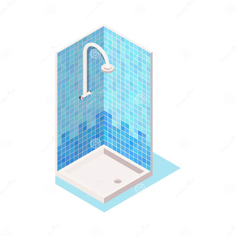 Isometric Shower Unit stock vector. Illustration of household - 273039424