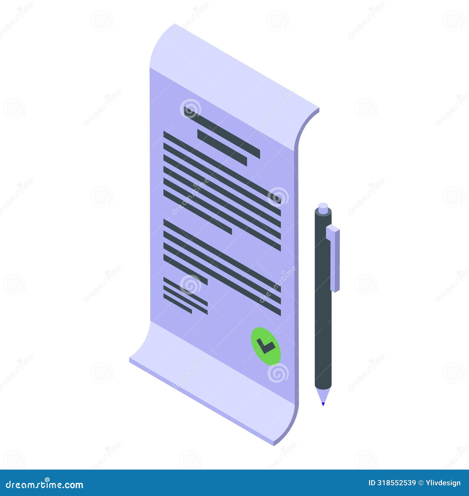 Isometric Signed Contract with Pen Illustration Stock Illustration ...