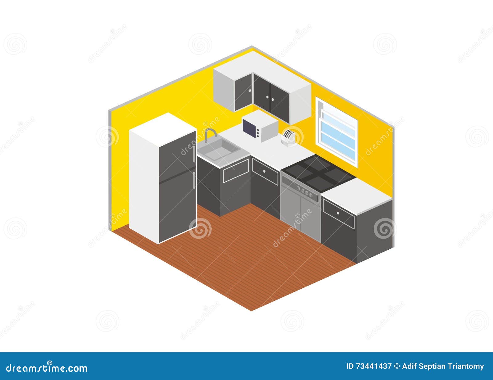 Isometric simple kitchen stock vector. Illustration of desk - 73441437