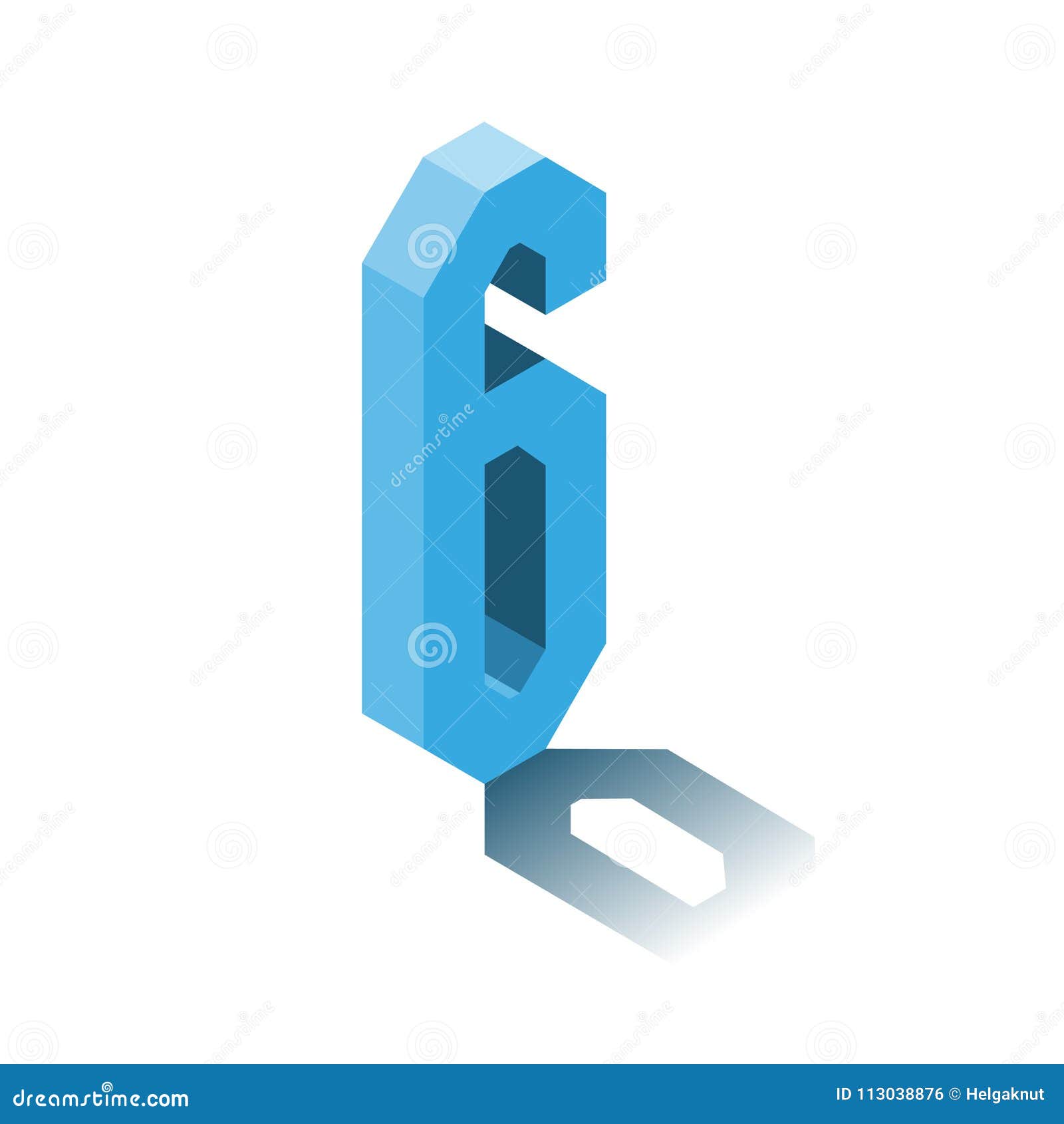 Isometric Six Blue Icon, 3d Character with Shadow Stock Vector ...