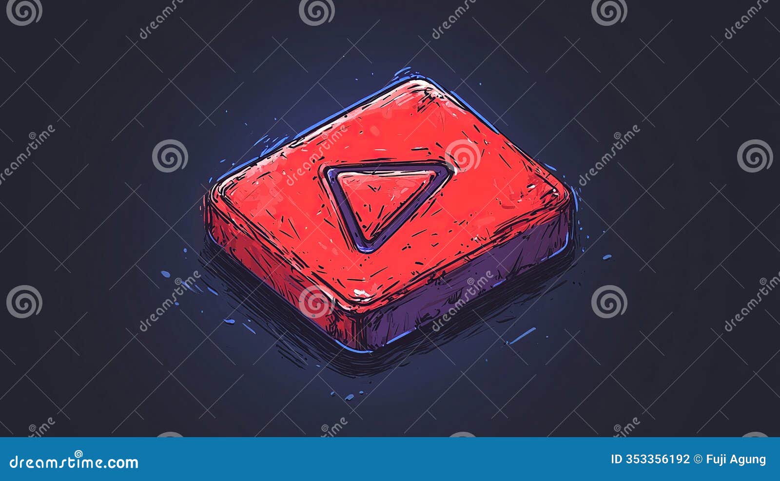 Isometric Sketch of a Red Play Button Icon Stock Illustration ...