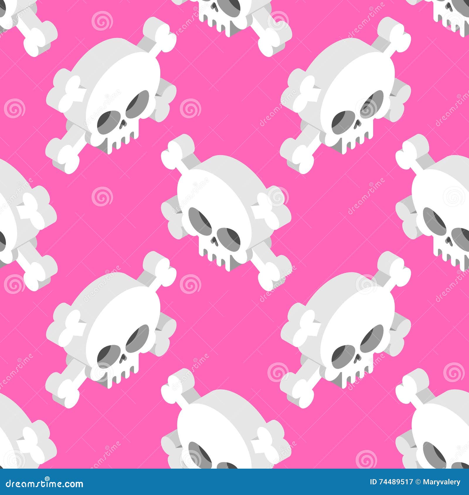 Isometric Skull Seamless Pattern. Head Skeletal Pattern Stock Vector ...