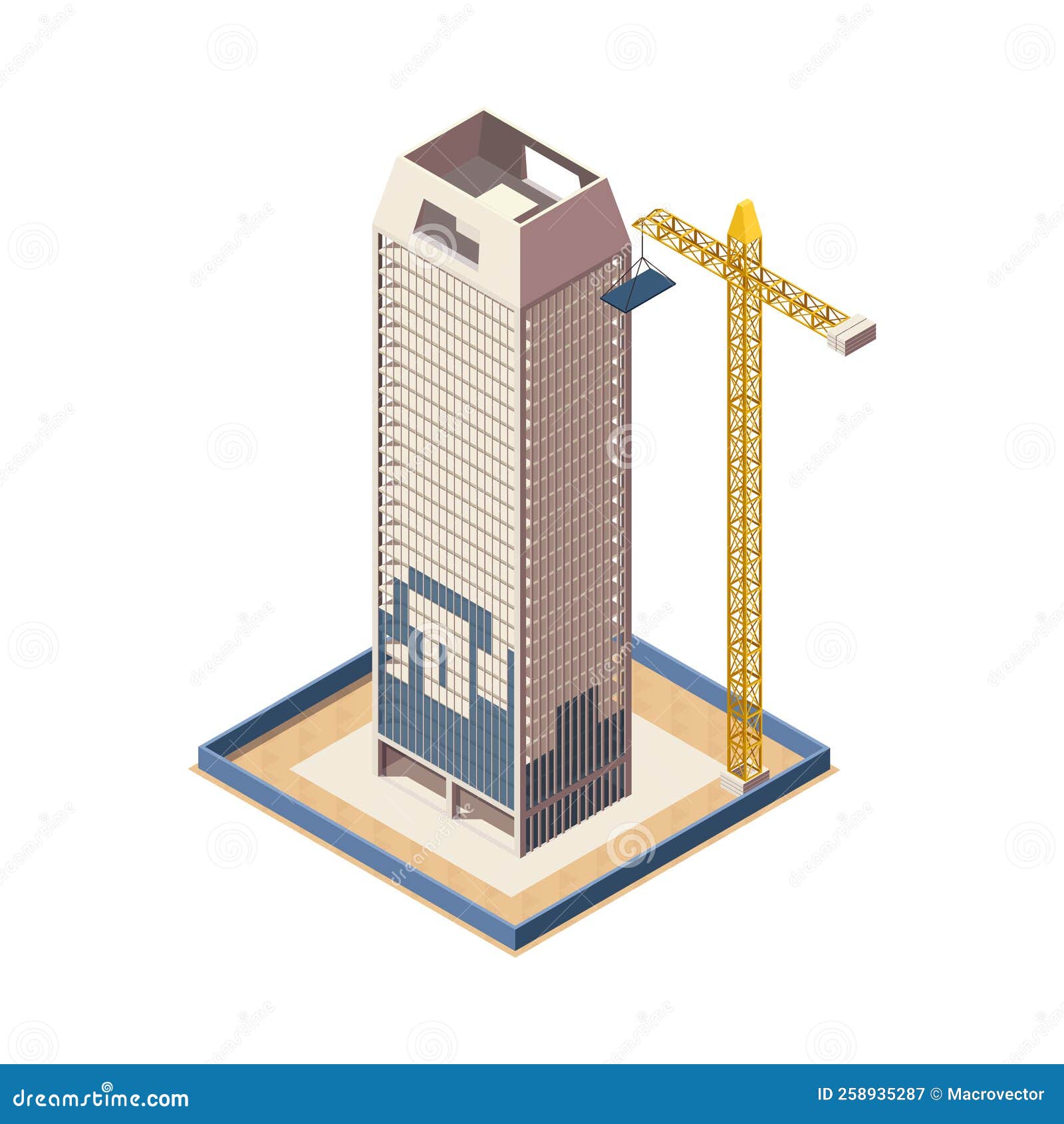 Isometric Skyscraper Construction Stock Vector - Illustration of ...