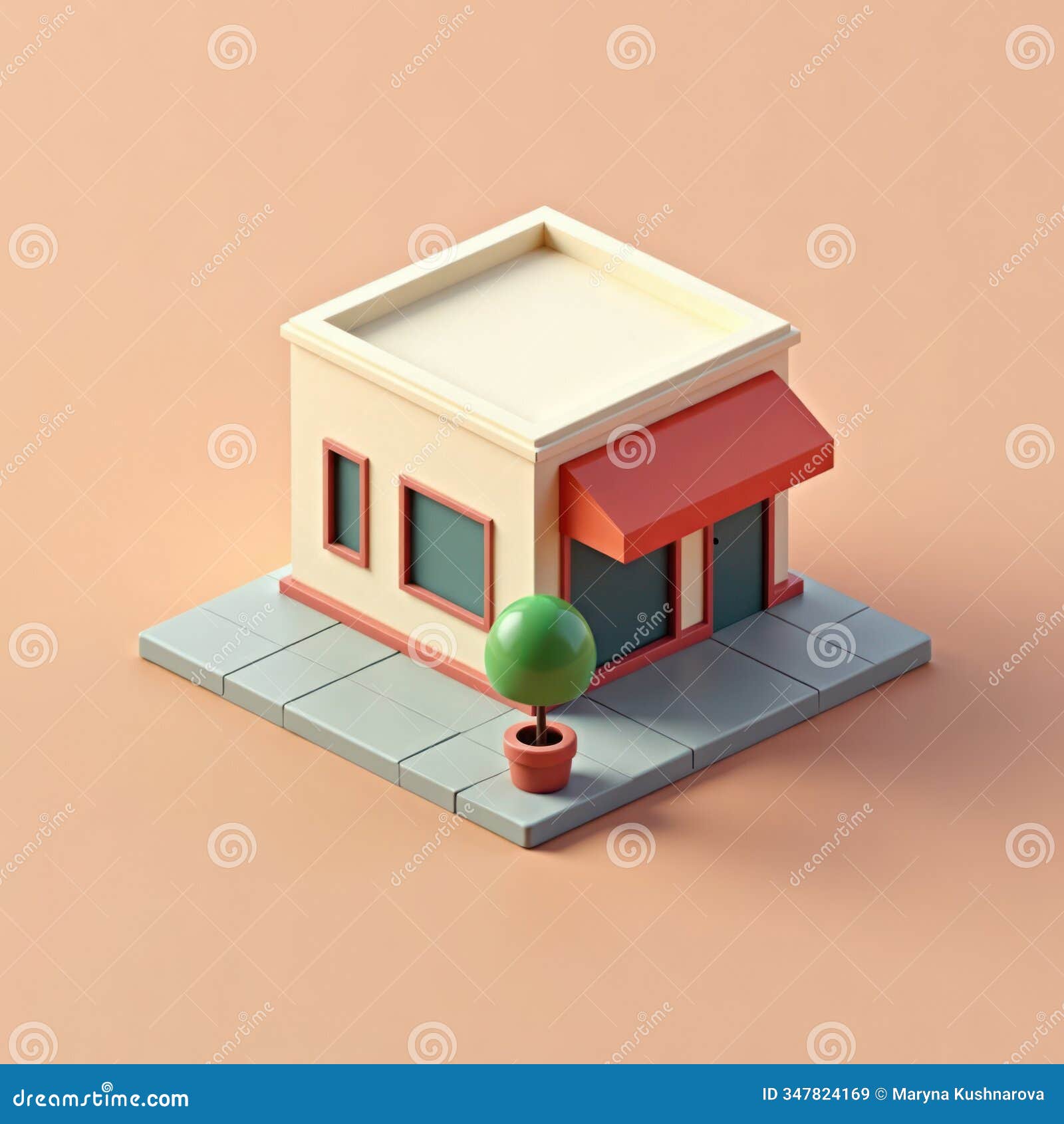 Isometric Small Store Model Global Architectural Style. Simple Building ...
