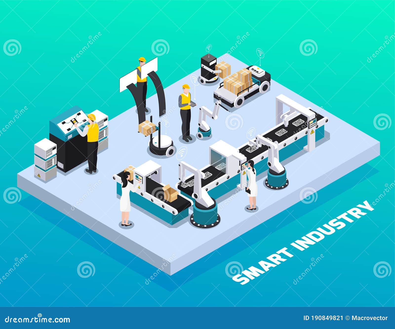 Isometric Smart Industry Colored Composition Stock Vector - Illustration of production, computer ...