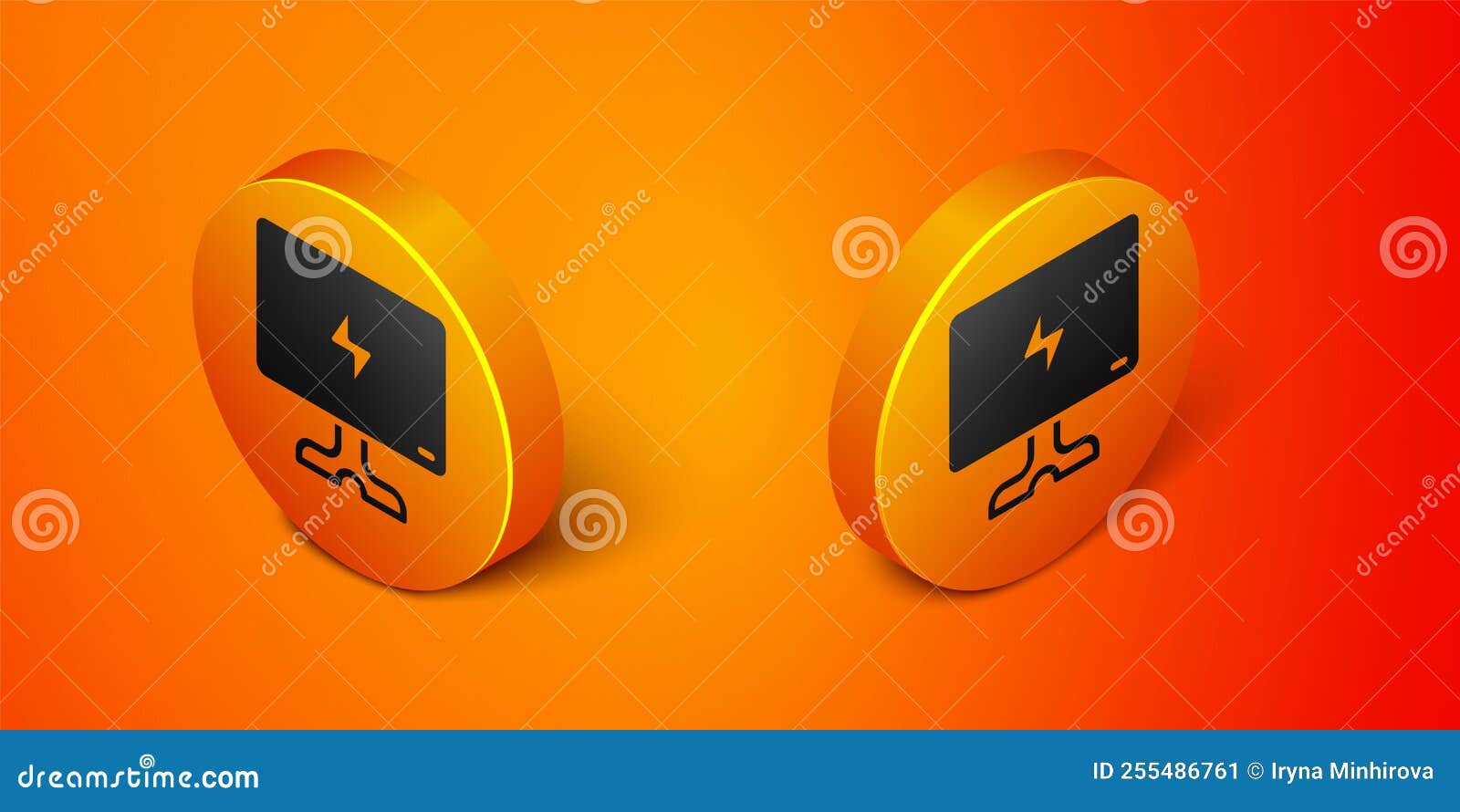 Isometric Smart Tv Icon Isolated on Orange Background. Television Sign ...