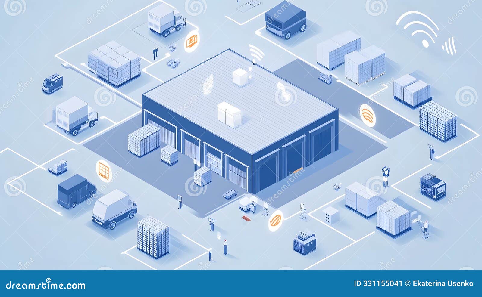 Isometric Smart Warehouse with IoT and Inventory Control Stock ...