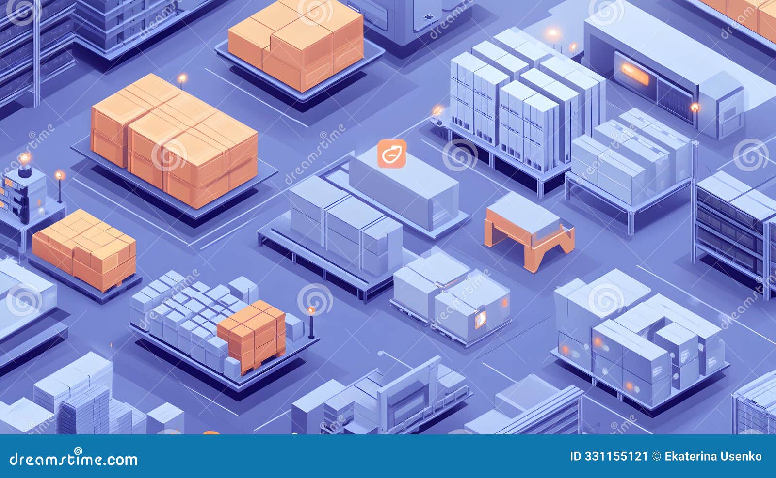Isometric Smart Warehouse with IoT and Inventory Control Stock ...
