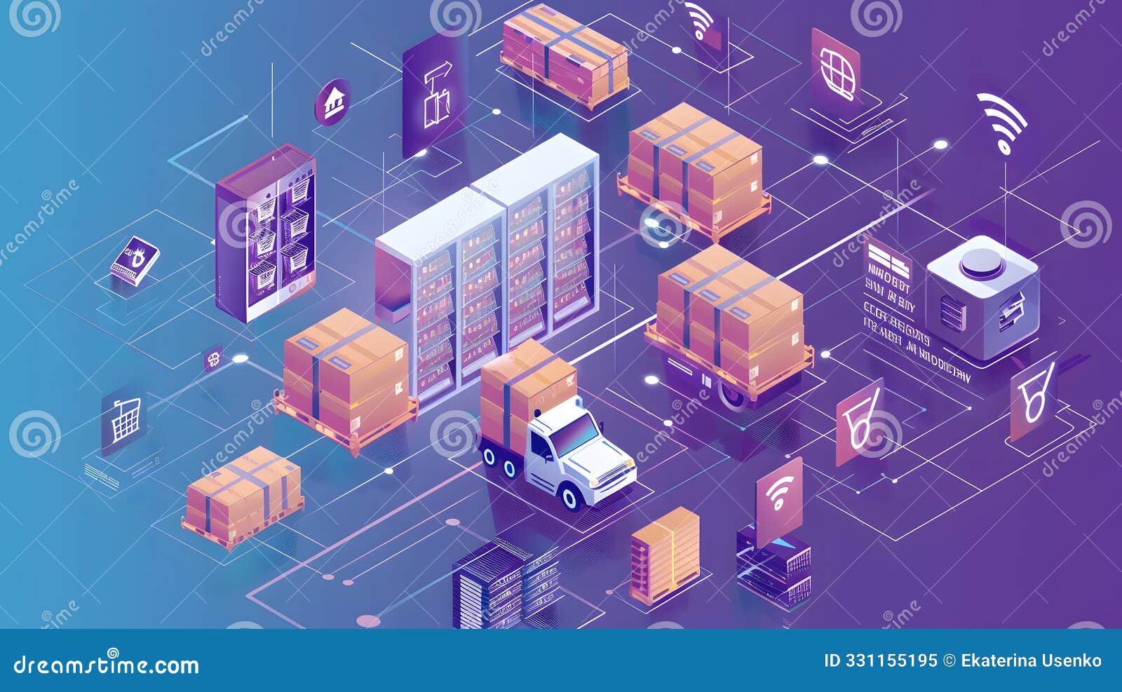 Isometric Smart Warehouse with IoT and Inventory Control Stock ...