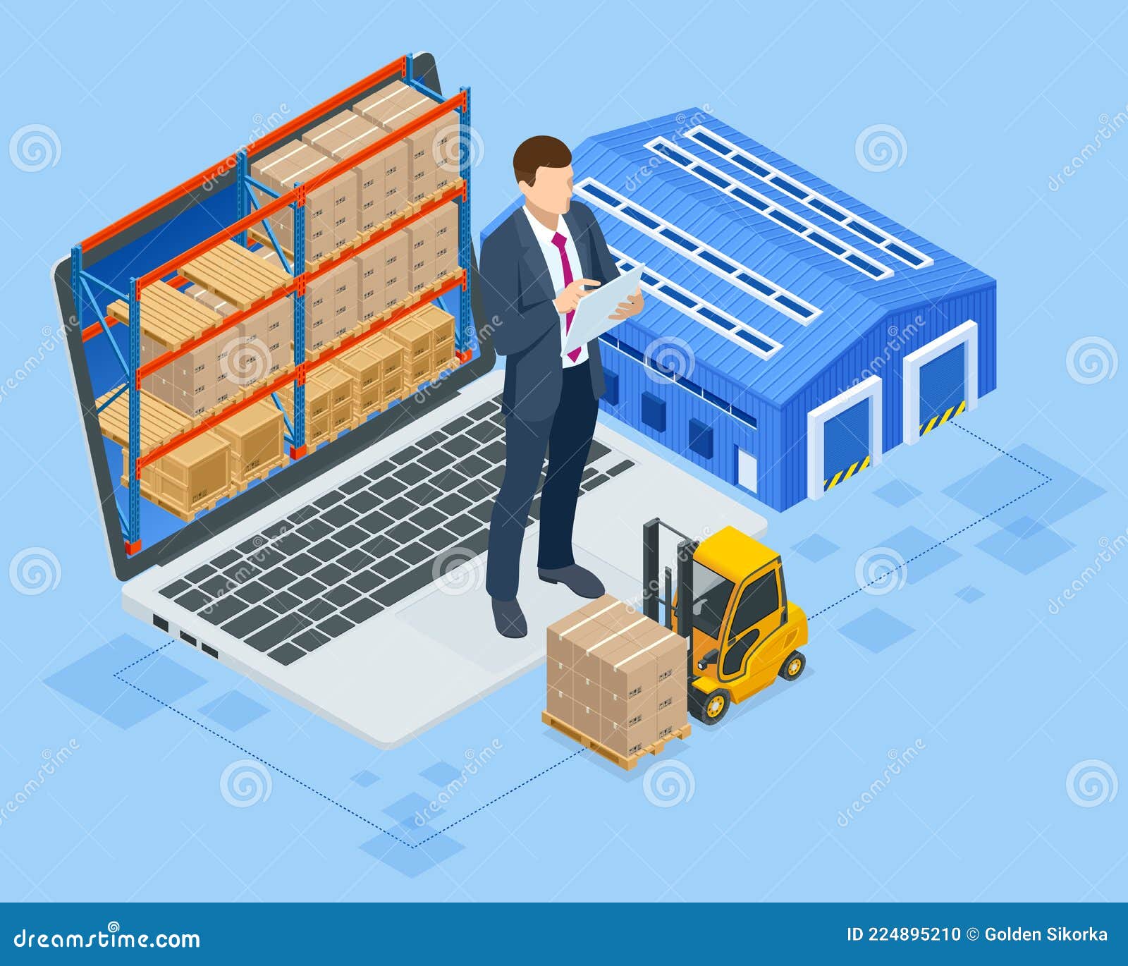 Isometric Smart Warehouse Management System. Concept of Automatic ...