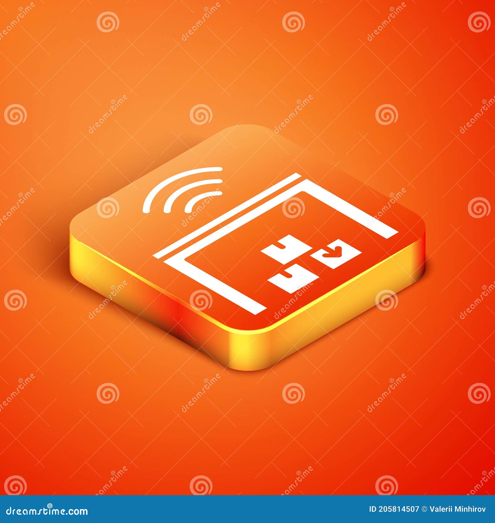 Isometric Smart Warehouse System Icon Isolated on Orange Background ...