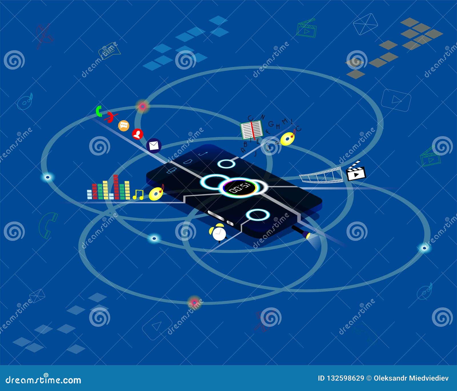 Isometric Smartphone with Different Applications, Apps, on-line ...