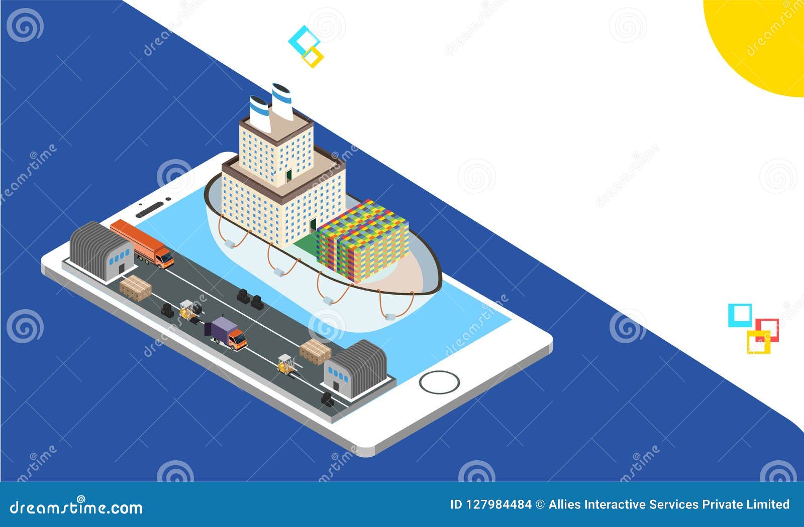 Isometric Smartphone with Shipping Tracking System, Location Tracking ...
