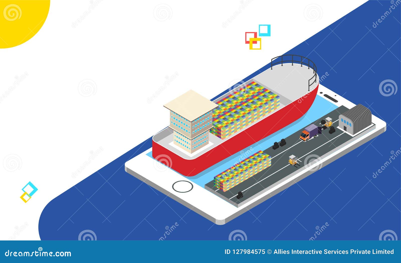 Isometric Smartphone with Shipping Tracking System, Location Tracking ...