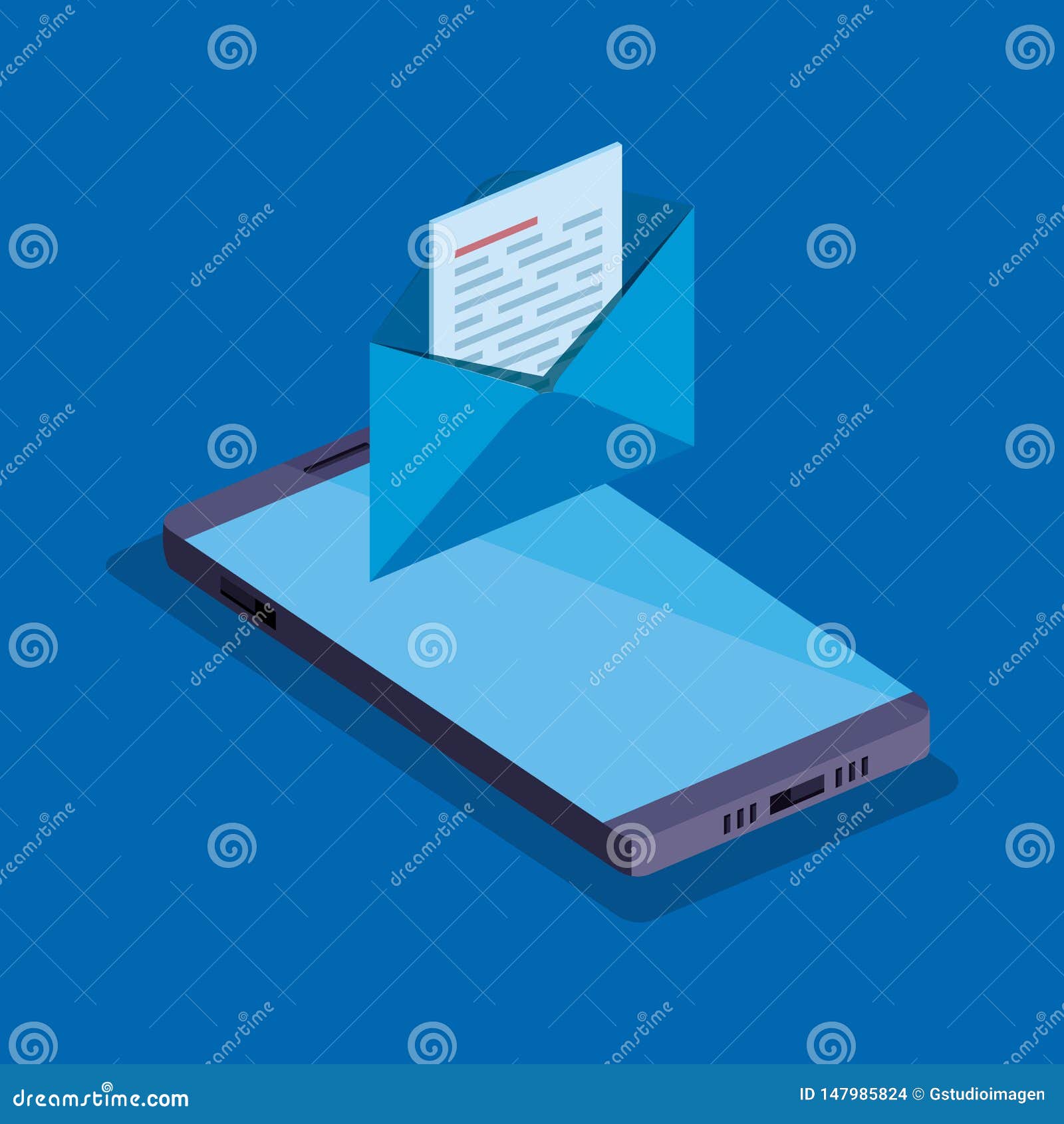 Isometric Smartphone Technology with Letter and Document Stock ...