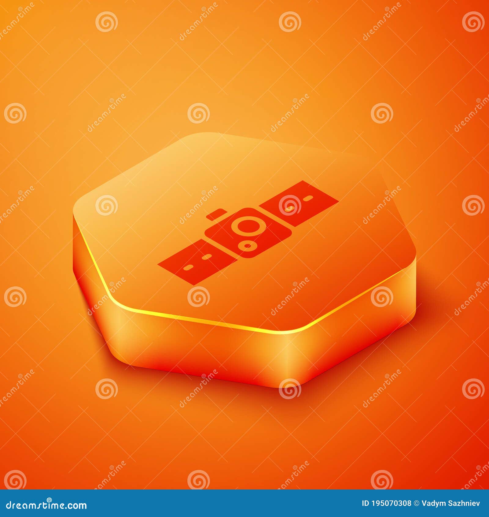 Isometric Smartwatch Icon Isolated on Orange Background. Orange Hexagon ...