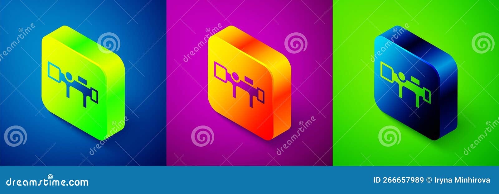 Isometric Sniper Optical Sight Icon Isolated on Blue, Purple and Green ... Isometric Sniper Optical Sight Icon Isolated on Blue, Purple and Green ...