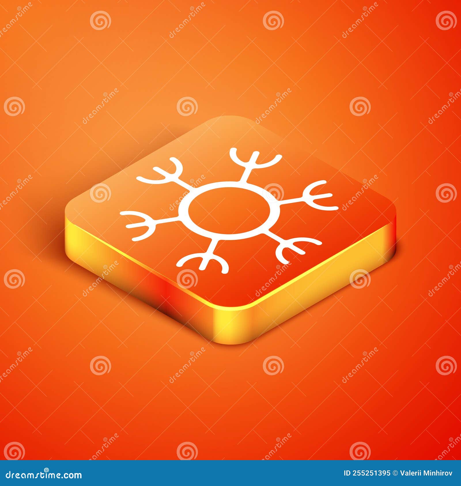 Isometric Snowflake Icon Isolated on Orange Background. Vector Stock ...