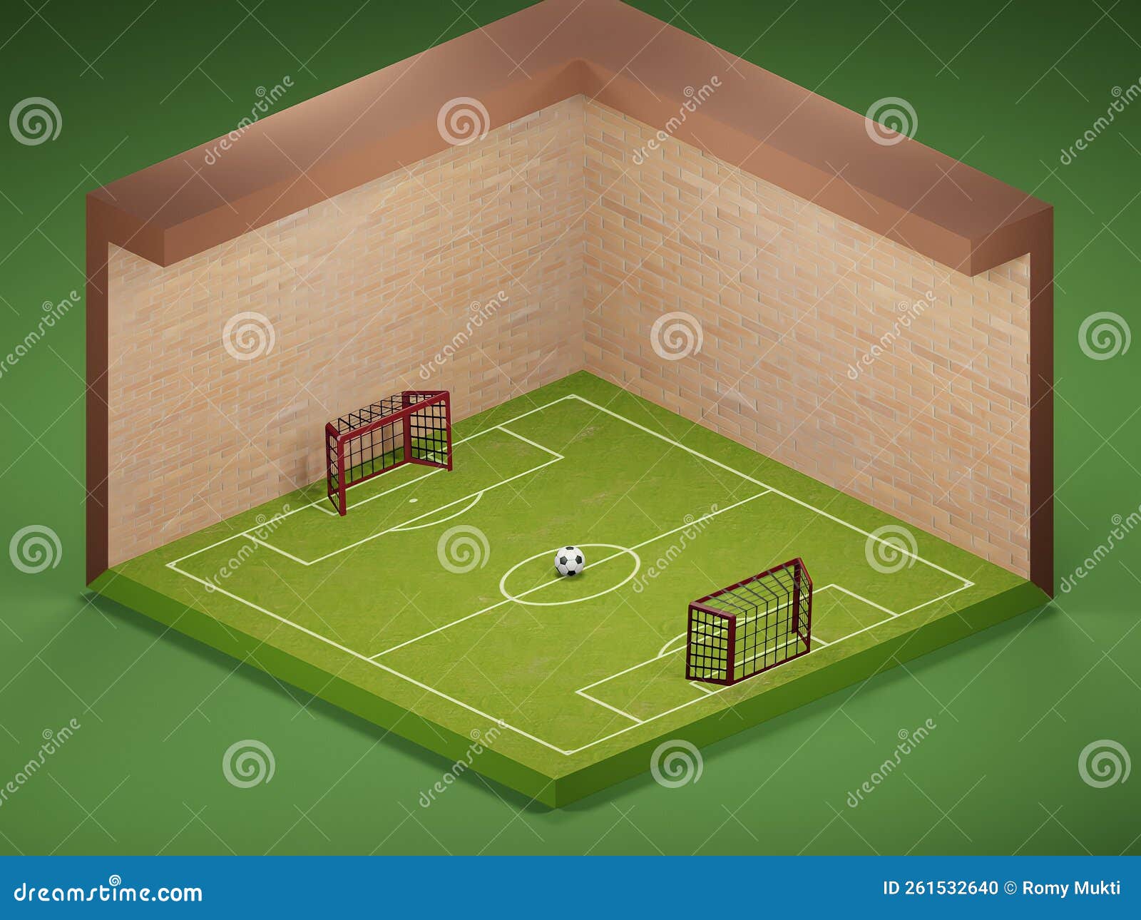 Isometric Soccer Playground, Ball, And Scoreboard. Soccer Field Top ...