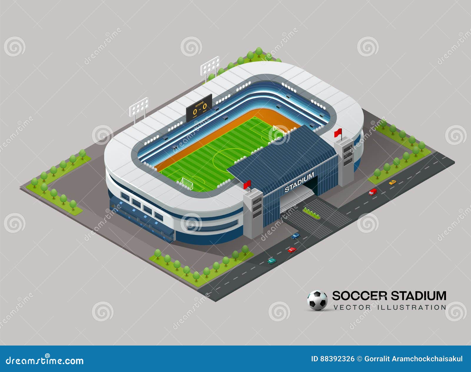 Isometric soccer stadium stock vector. Illustration of game - 88392326