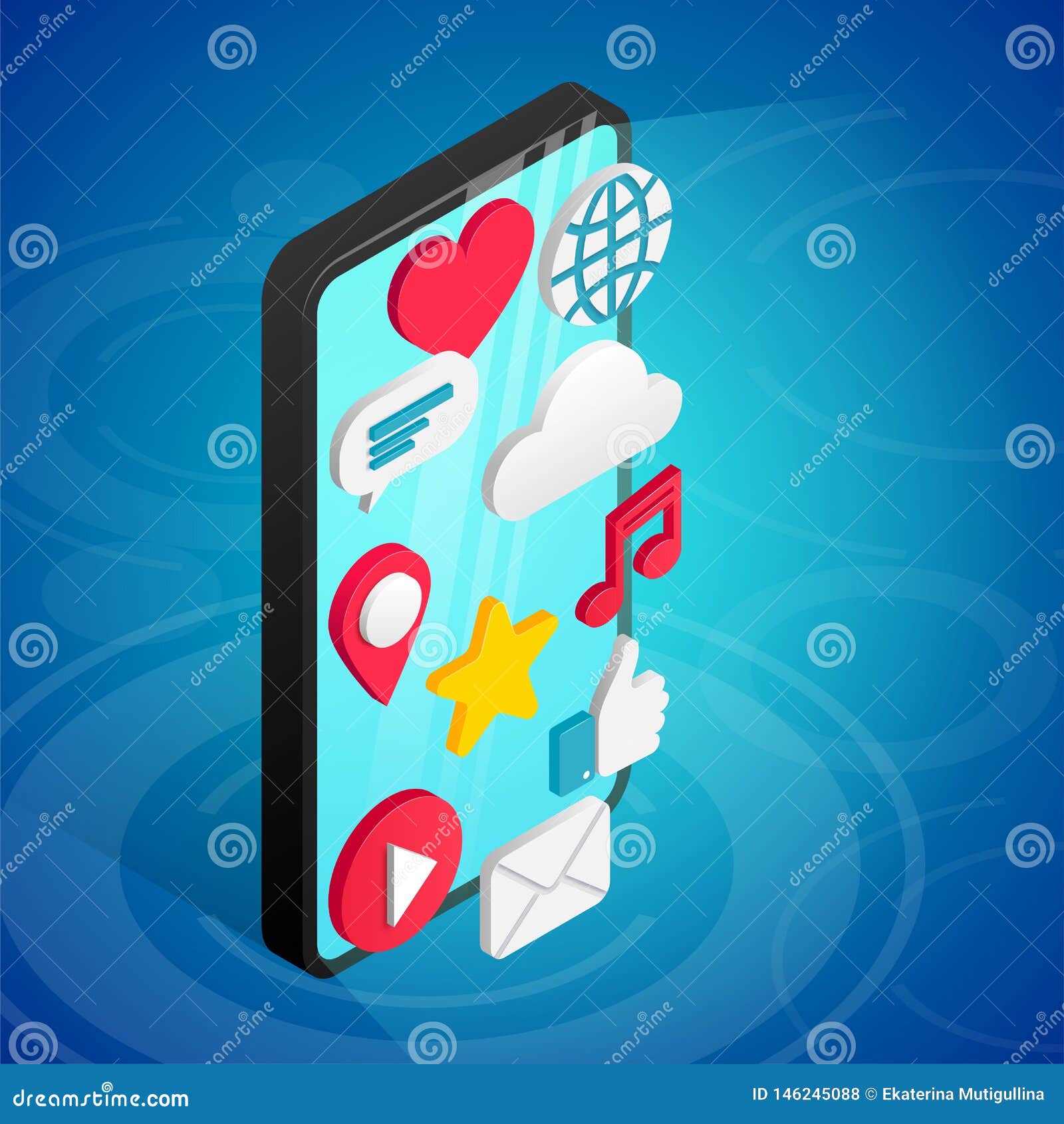 Isometric Social Media Concept Phone Vertical Stock Vector ... Isometric Social Media Concept Phone Vertical Stock Vector ...